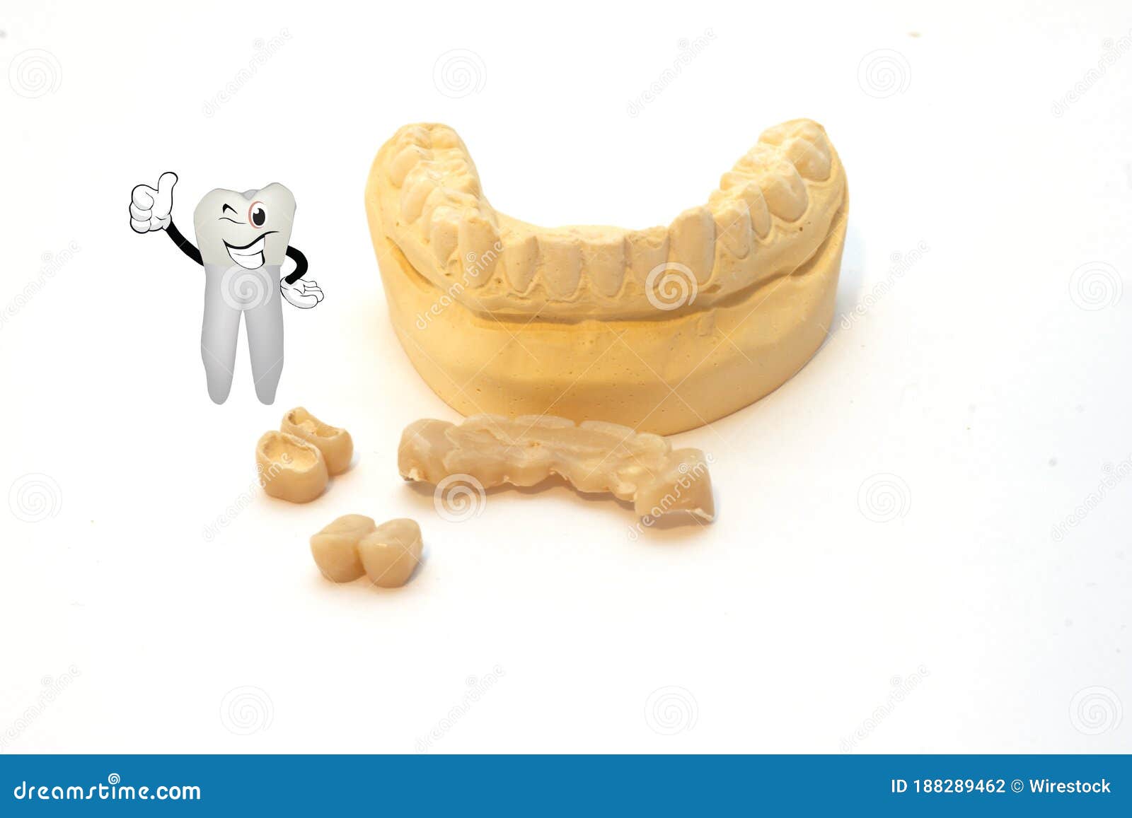 Shot of Artificial Dentures Made from Plaster and an Illustration of a ...