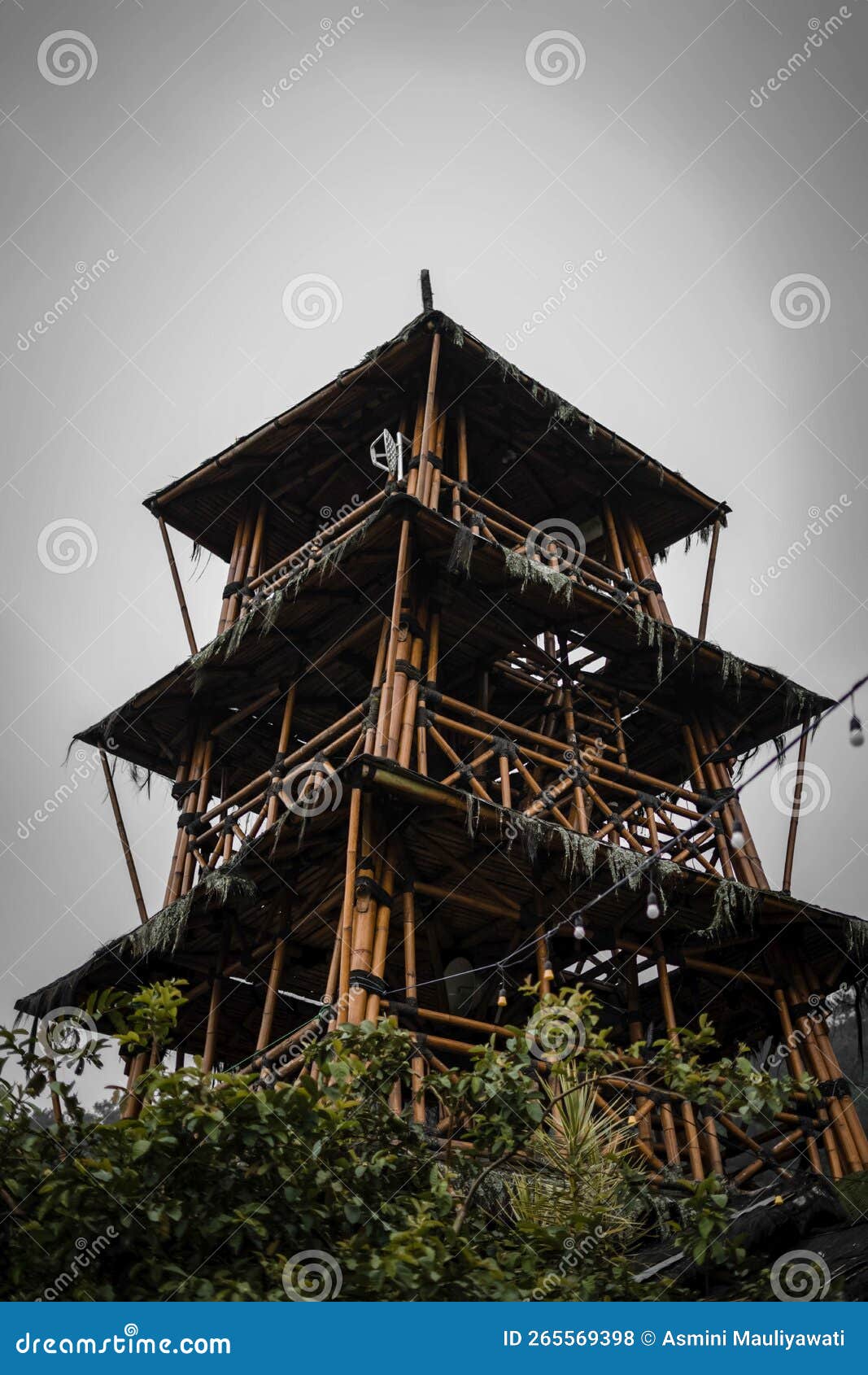 A Shot from Below of the Bamboo Tower House Stock Photo - Image of ...