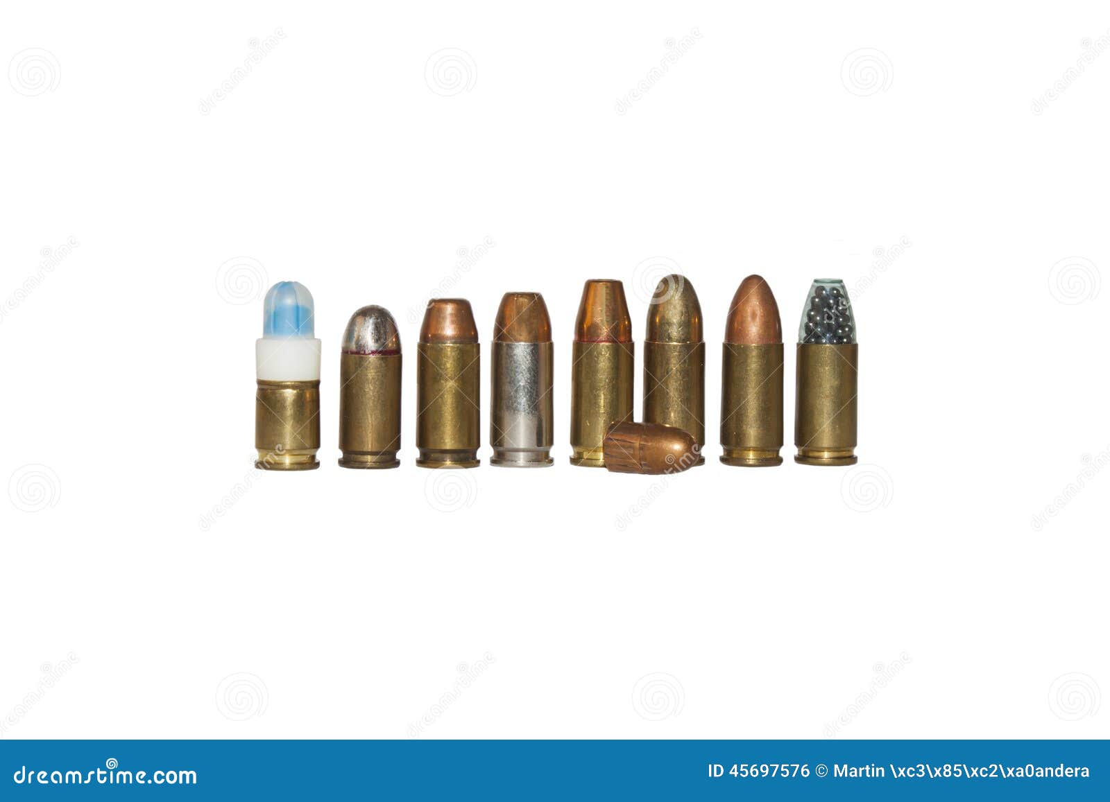 Shot and Bullets Caliber 9mm, Different Types Stock Photo - Image of ...