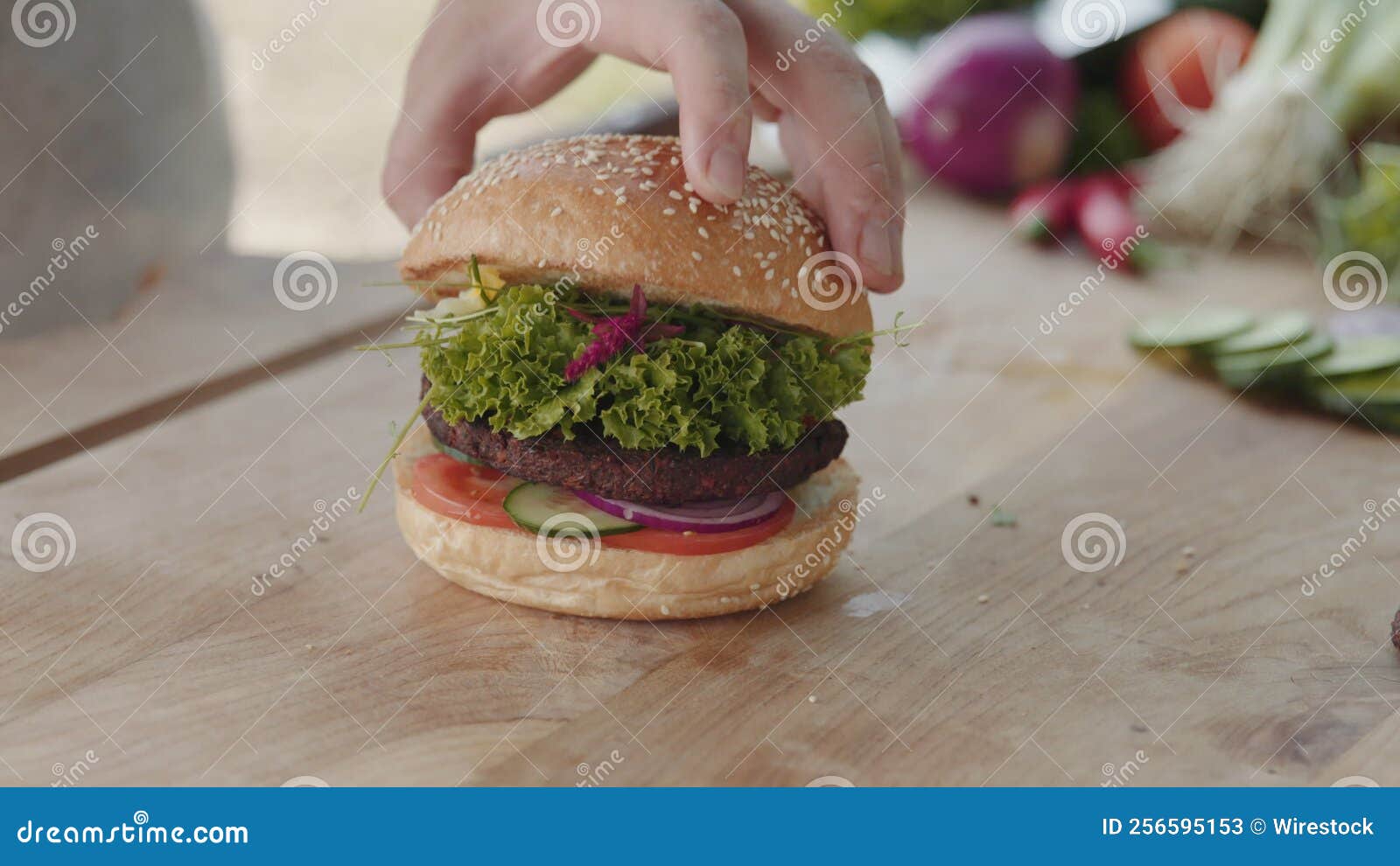 Shot of a Burger Preparation Process on the Kitchen Board Stock Video ...