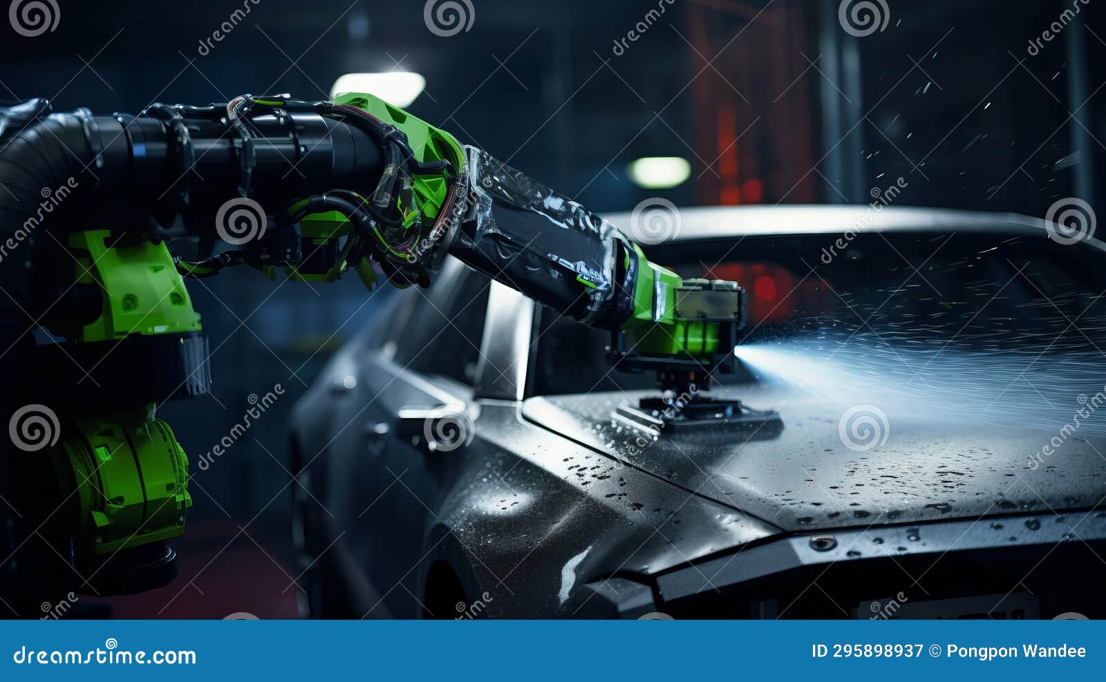A Shot Capturing the Robotic Precision in the Application of Paint on ...