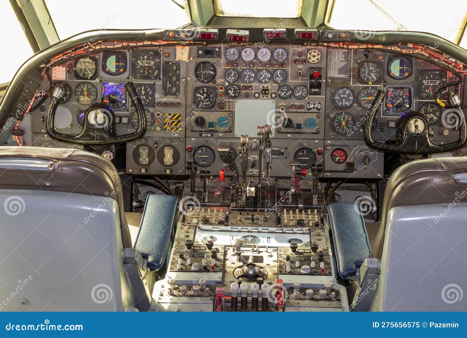 Shot of the Cockpit of an Old Airplane. Aviation Stock Image - Image of ...