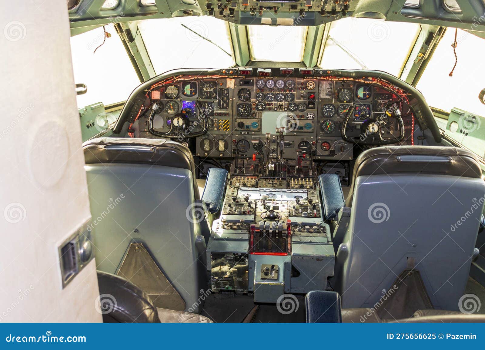 Shot of the Cockpit of an Old Airplane. Aviation Stock Image - Image of ...