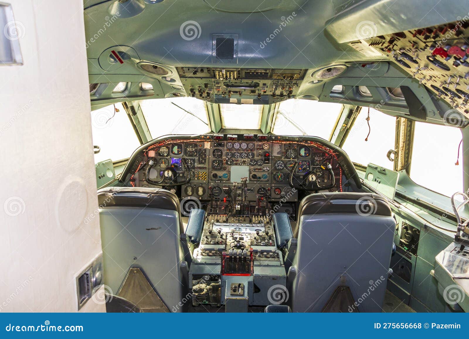 Shot of the Cockpit of an Old Airplane. Aviation Stock Photo - Image of ...