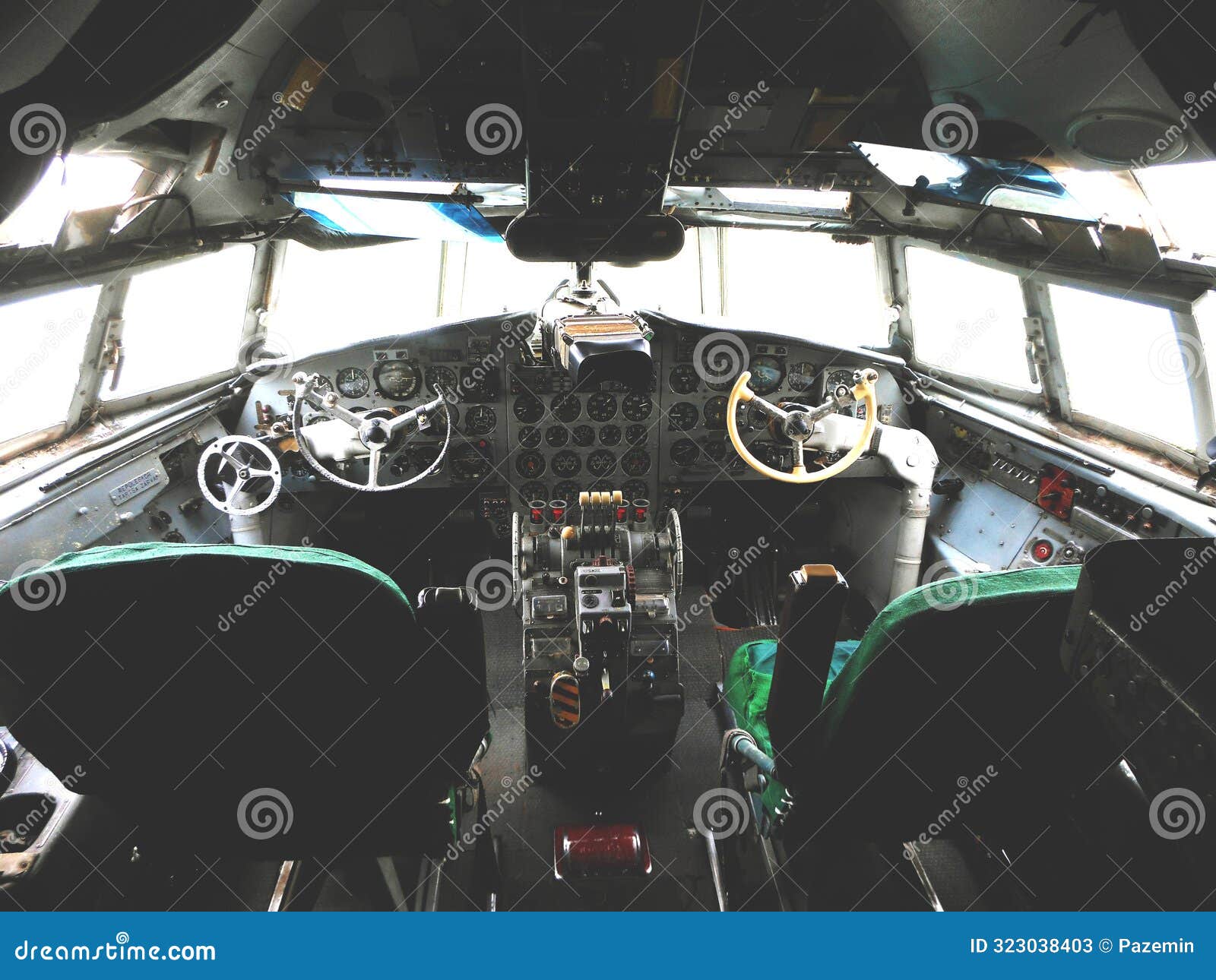 Shot of the Cockpit of an Old Airplane. Aviation Editorial Stock Photo ...
