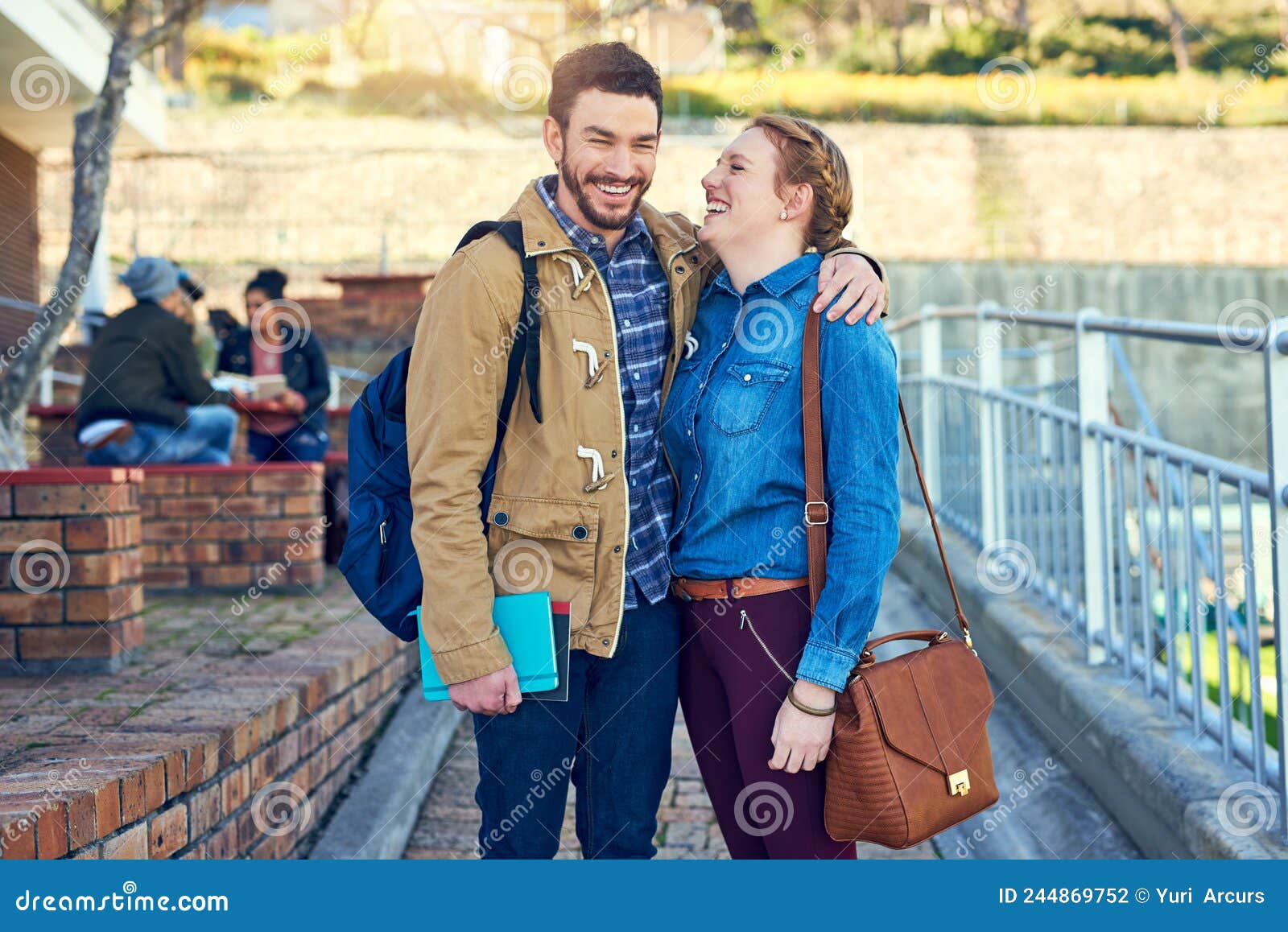 Laughing at What Happened in Class. Shot of College Students between ...