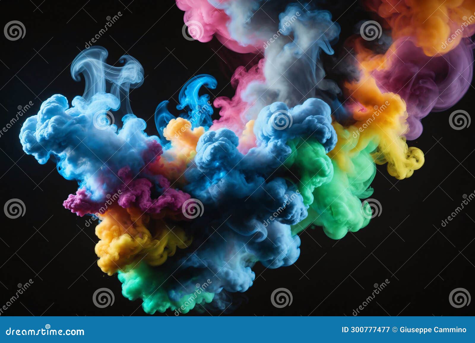 Colorful Smoke with Interesting Dramatic Backlighting on Black ...