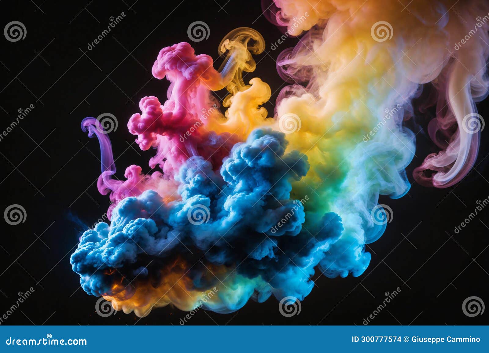 Colorful Smoke with Interesting Dramatic Backlighting on Black ...