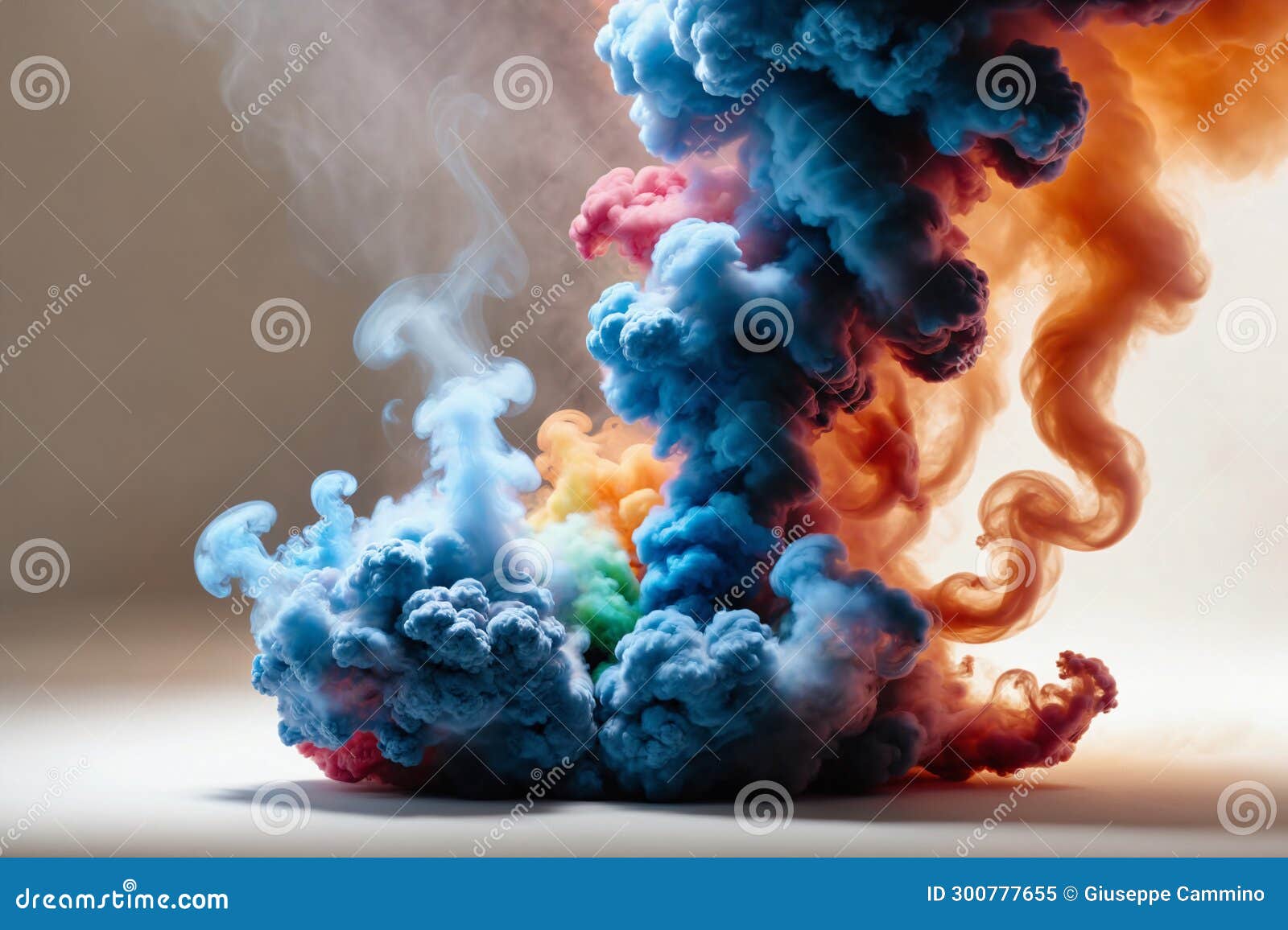 Colorful Smoke with Interesting Dramatic Backlighting on White ...