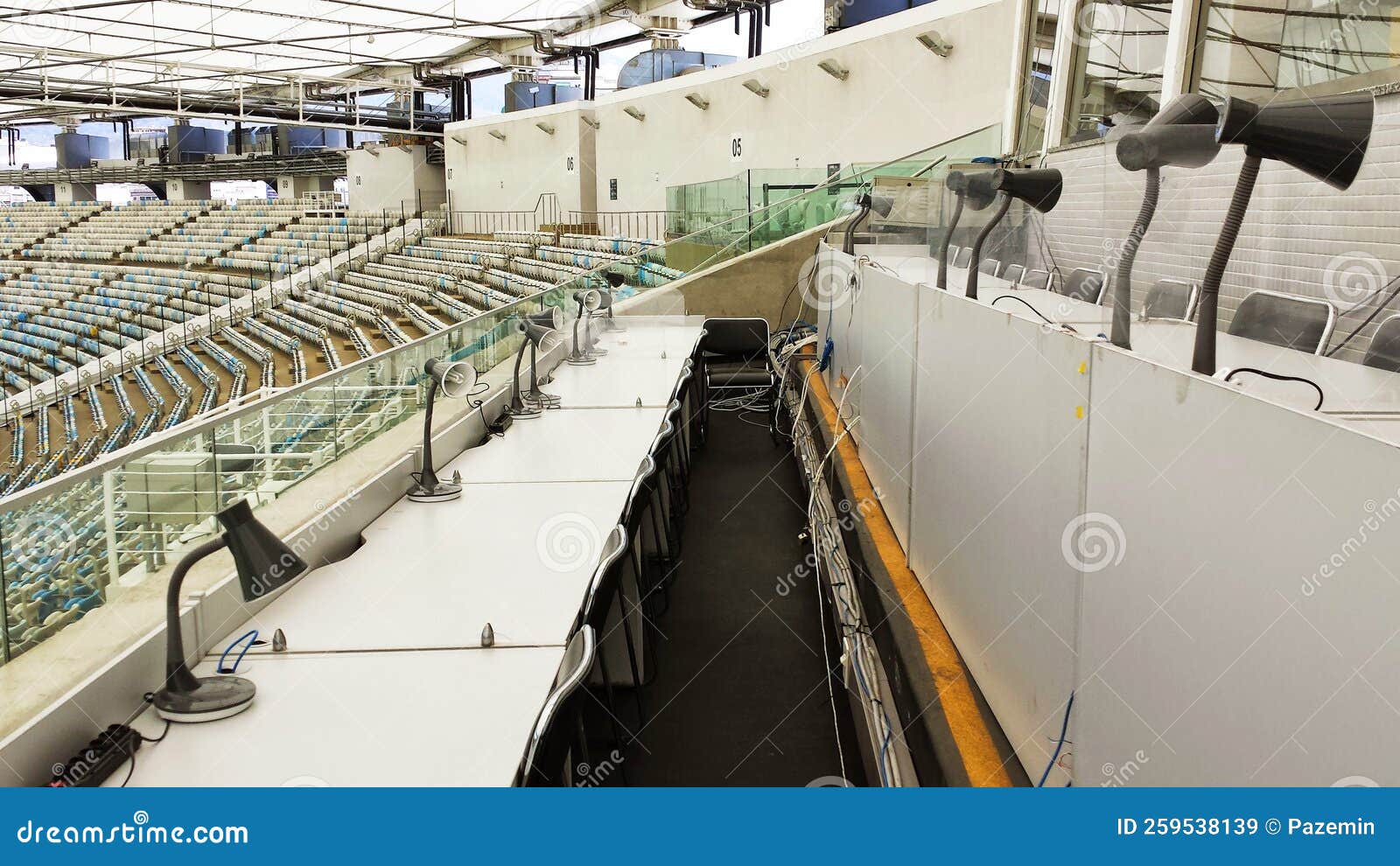Shot of a Commentary Room in the Stadium. Sports Stock Image - Image of ...