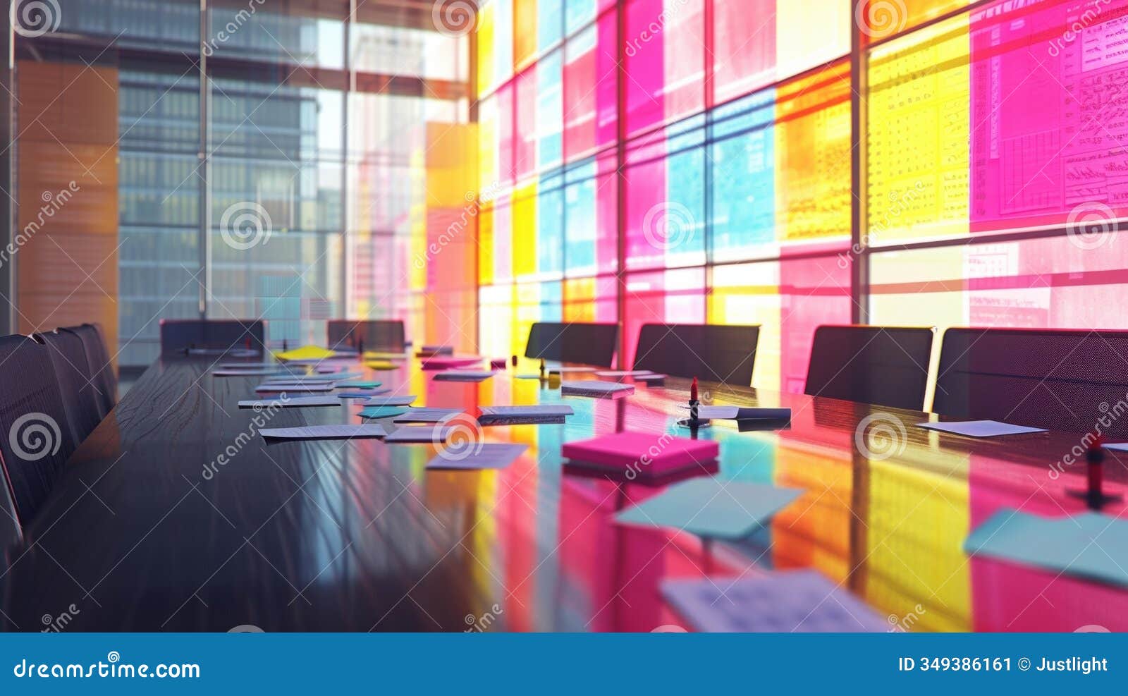 A Shot of a Conference Room with a Whiteboard and Postit Notes ...