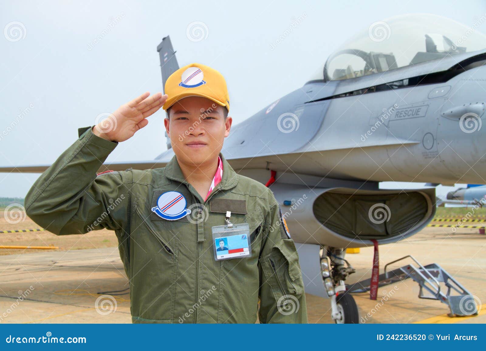 Ready for the Danger Zone. a Shot of a Confident Asian Fighter Pilot ...