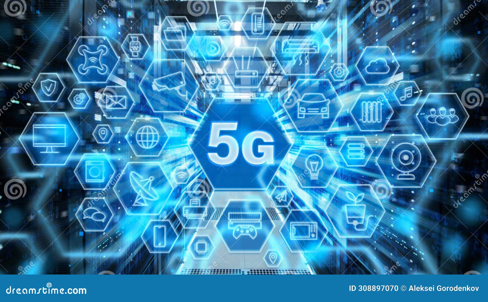 Shot of Corridor in Working Data Center Full of Rack Servers and ...