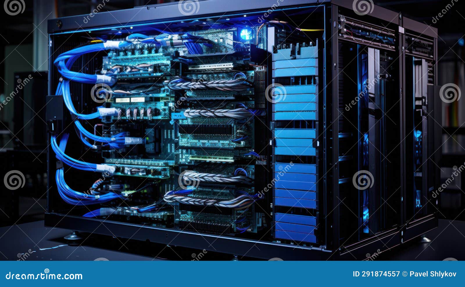 Shot of Corridor in Working Data Center Full of Rack Servers and ...