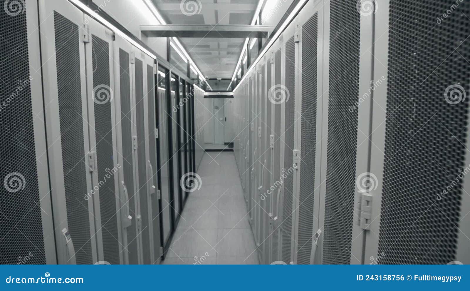Shot of Corridor in Working Data Center Stock Footage - Video of rack ...