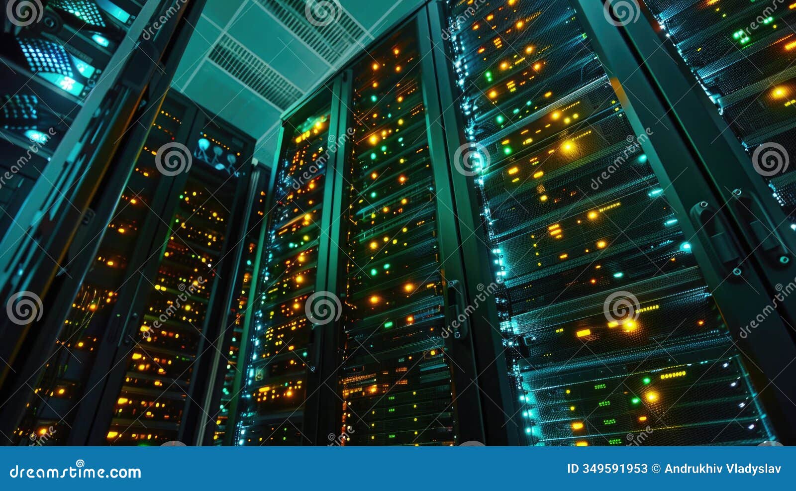 Shot Of Data Center With Multiple Rows Of Fully Operational Server ...