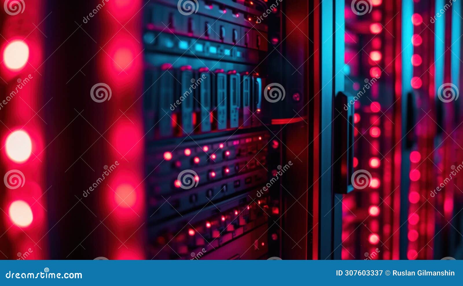 Shot of Data Center with Multiple Rows of Fully Operational Server ...