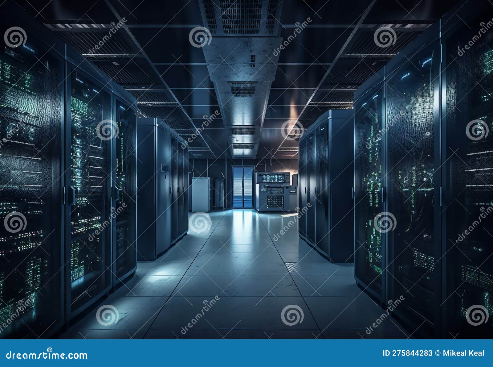 Shot Of Data Center With Multiple Rows Of Fully Operational Server ...