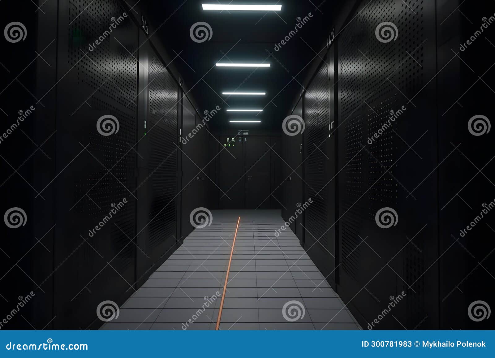 Shot of Data Center with Multiple Rows of Fully Operational Server ...