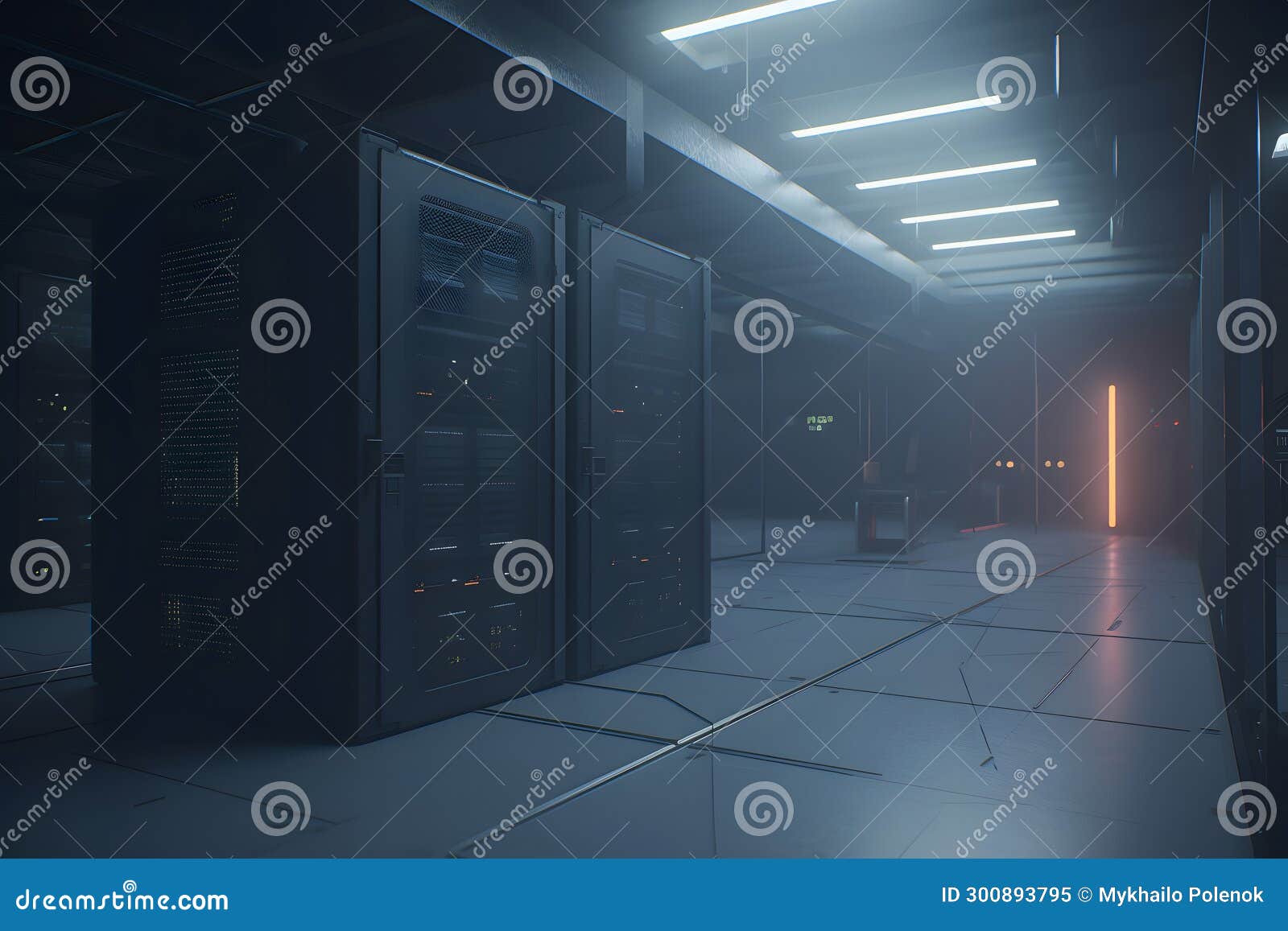 Shot of Data Center with Multiple Rows of Fully Operational Server ...