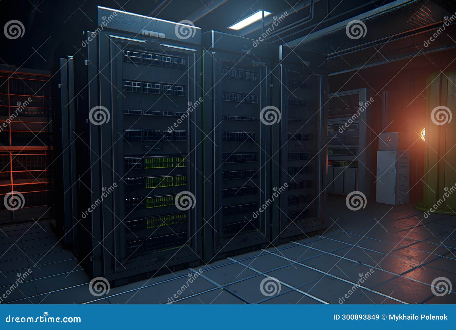 Shot of Data Center with Multiple Rows of Fully Operational Server ...