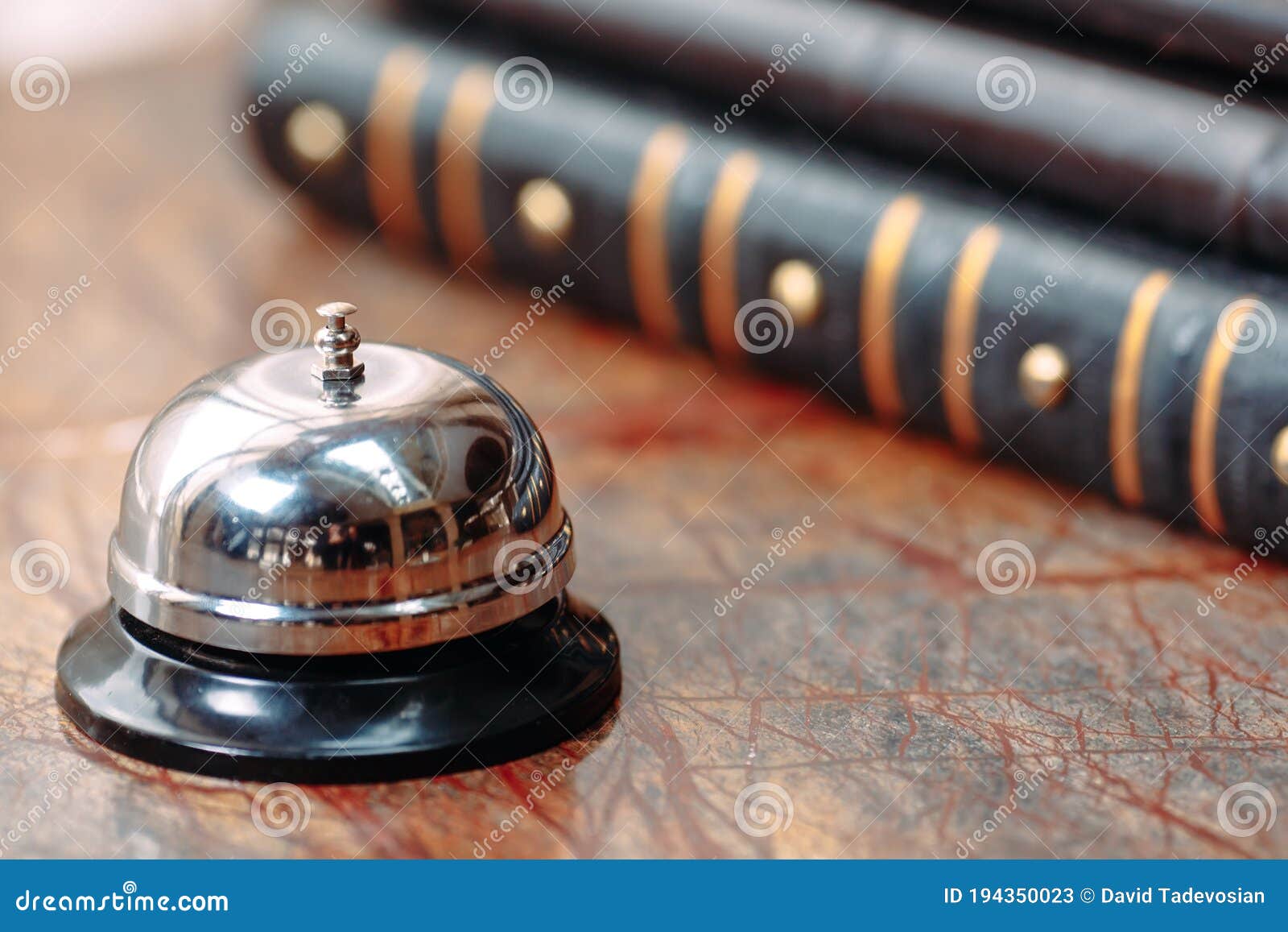 Shot of a Desk Bell in Hotel. Stock Image - Image of porter, checkin ...