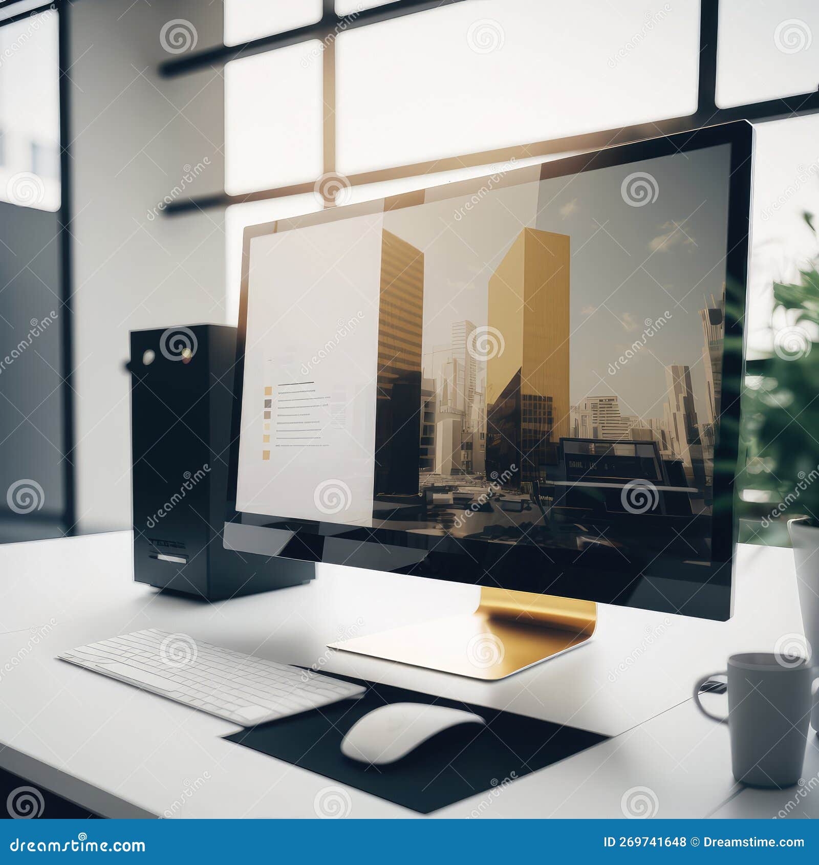 Shot of a Desktop Computer in a Creative Modern Office. Mocap Stock ...