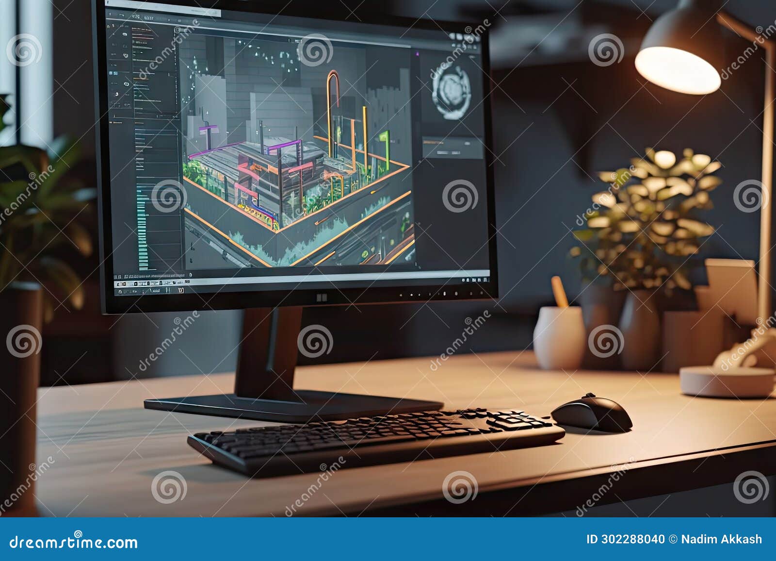 Shot Desktop Computer 3D Video Game Level Development Software Modern ...