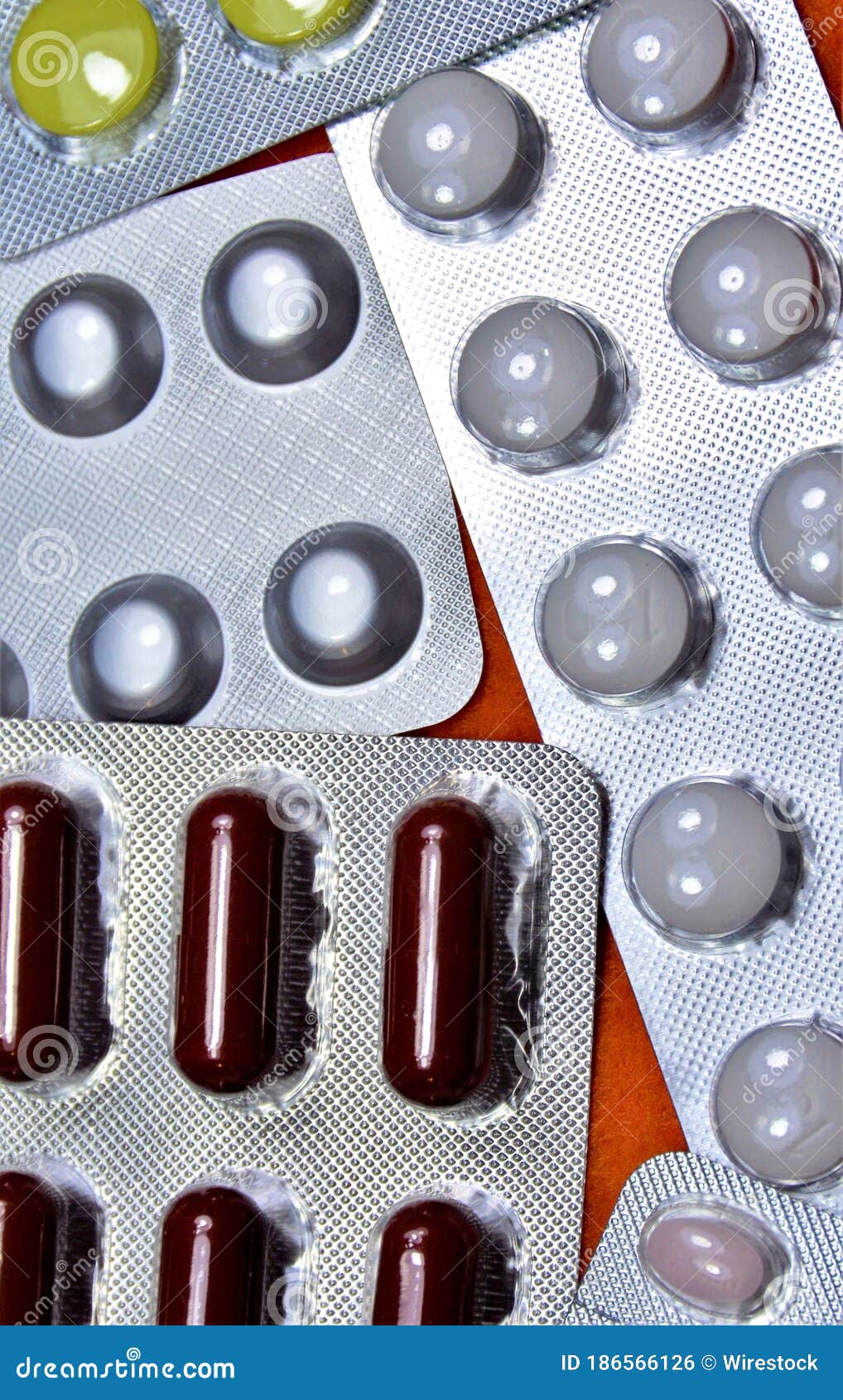 Shot of Different Tablets and Capsules Pill in Blister Packaging ...