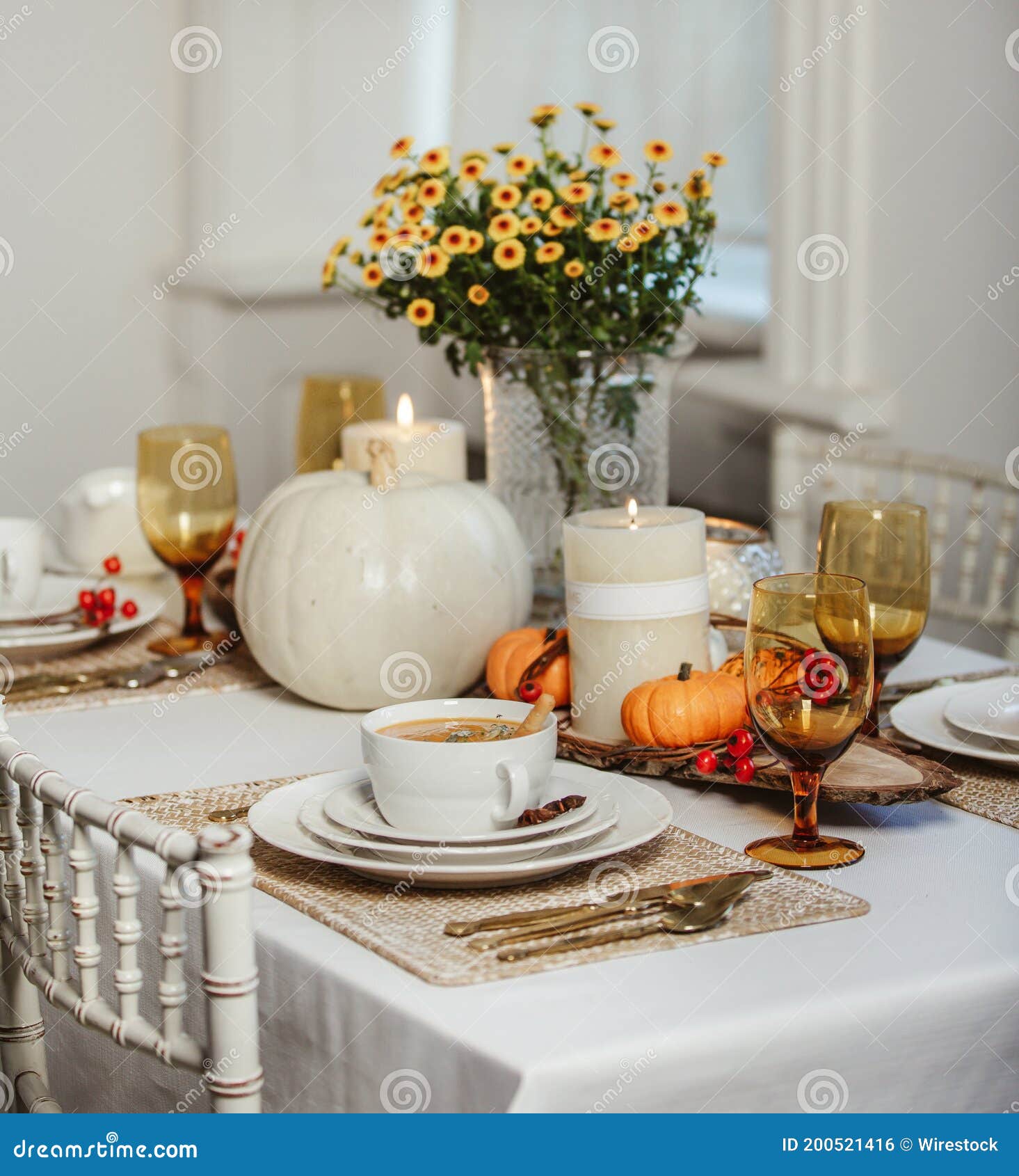 Shot of a Dinner on a Table Stock Photo - Image of knife, chair: 200521416