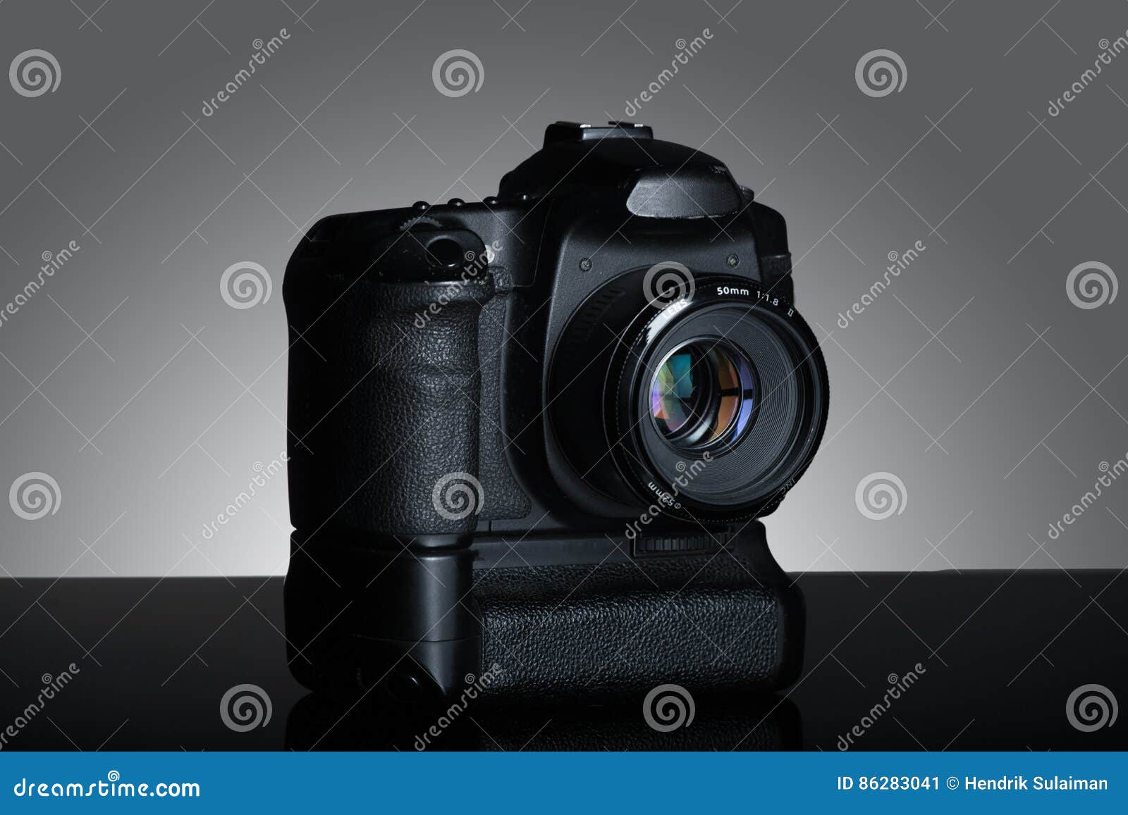 Shot of Dslr Camera in Gray Background Stock Image - Image of media ...