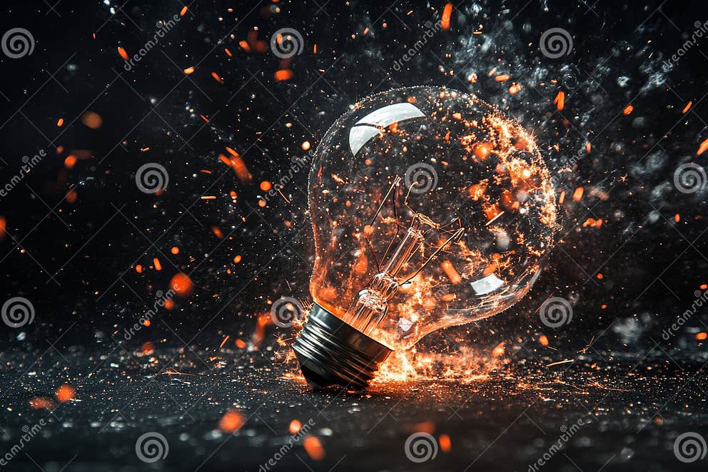 Shot of an Electric Bulb Exploding in High Speed Stock Image - Image of ...