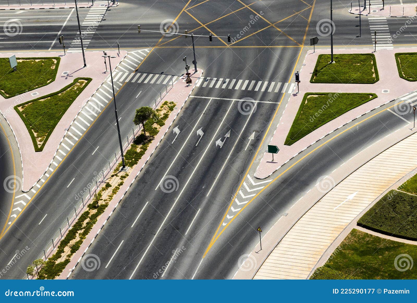 Shot of an Empty Road Junction. Concept Stock Image - Image of street ...