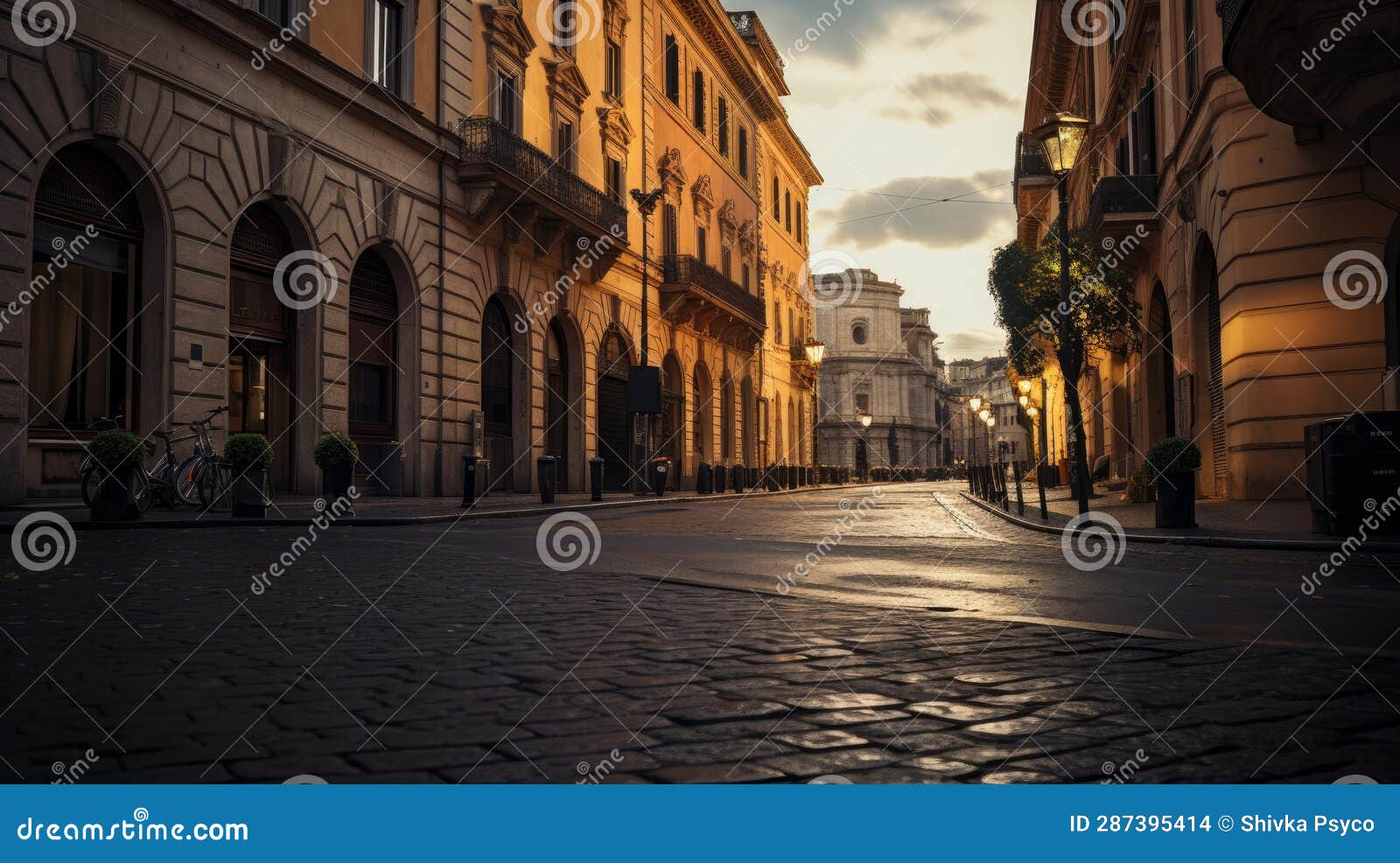Shot of Empty Streets of Rome Generative AI Stock Illustration ...