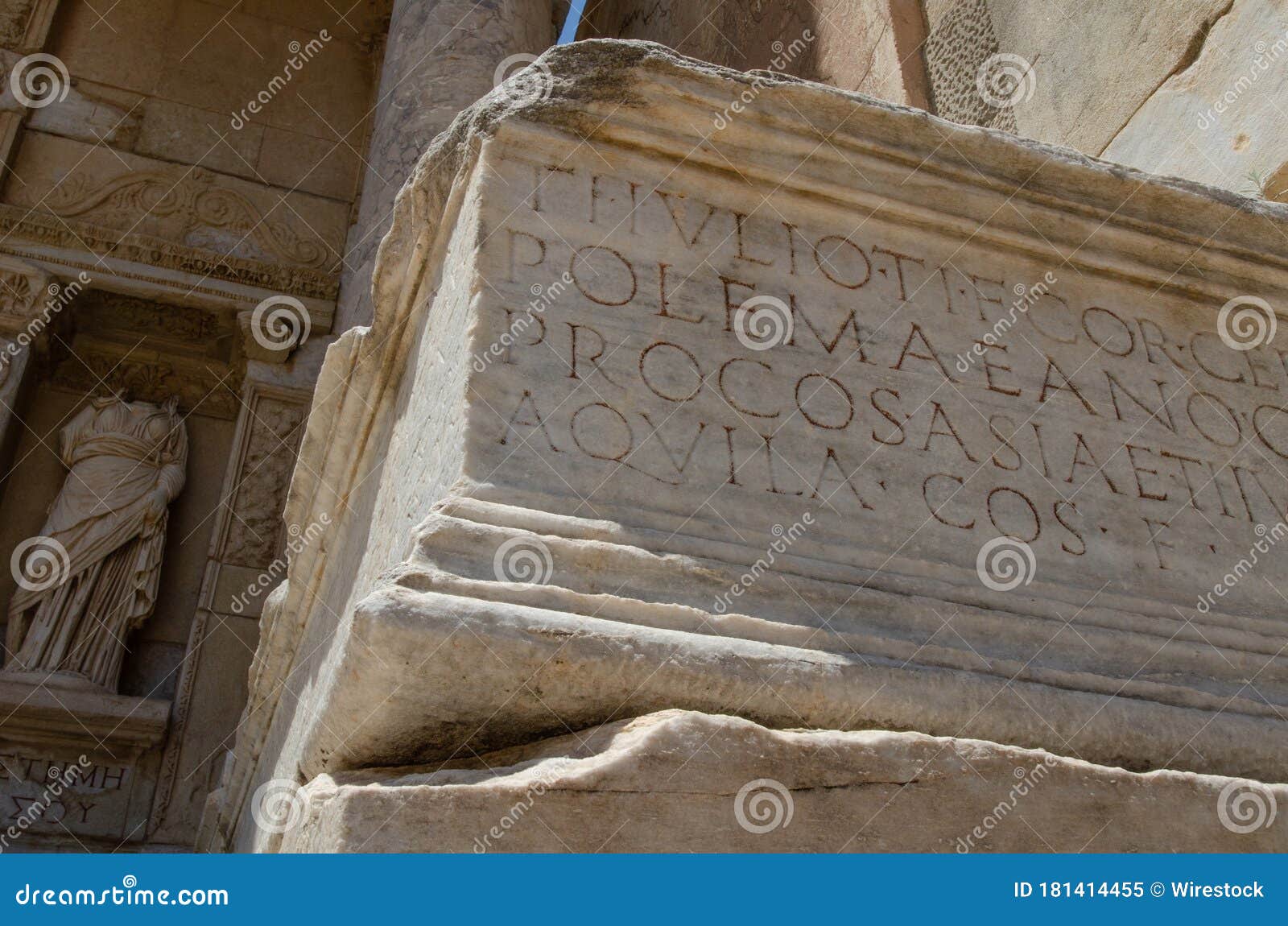 Shot of an Engraved Roman Sign Surrounded by Ruins Stock Image - Image ...