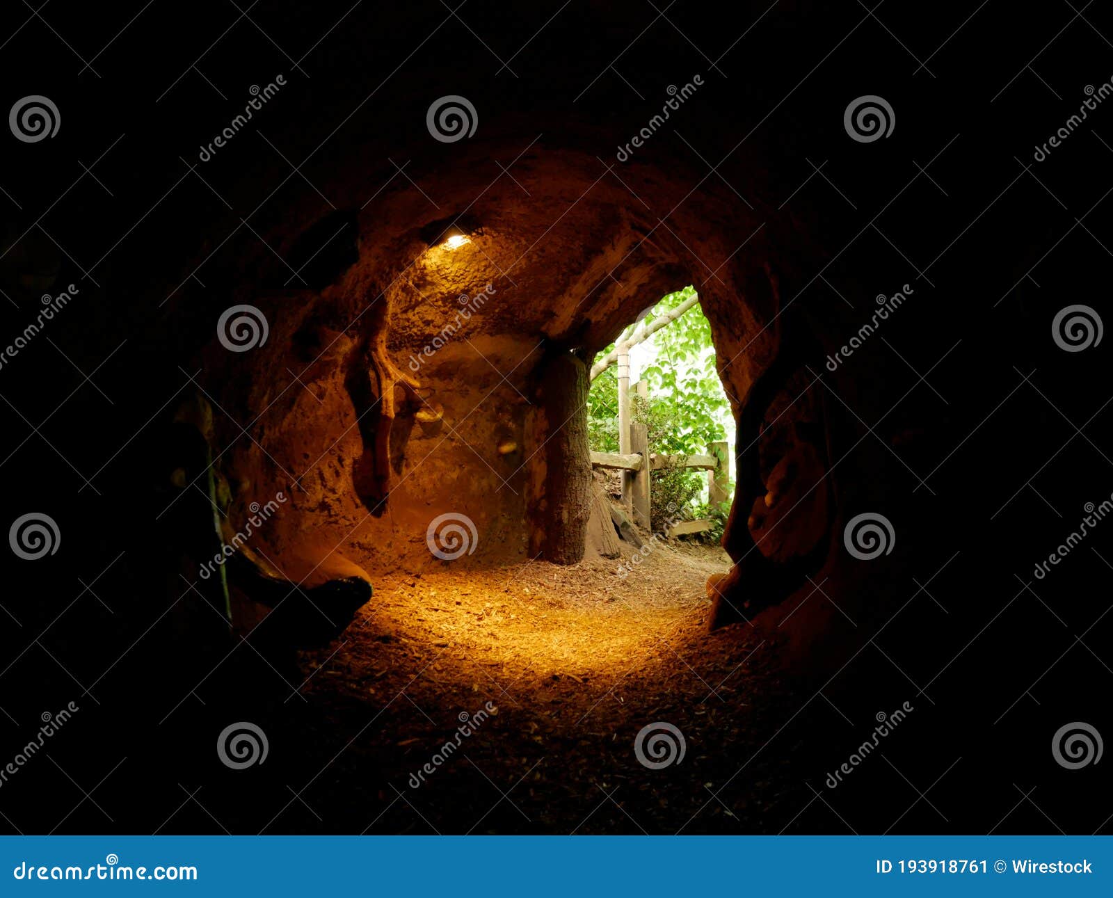 Shot of the Exit of a Dark Cave Stock Image - Image of trees, wall ...