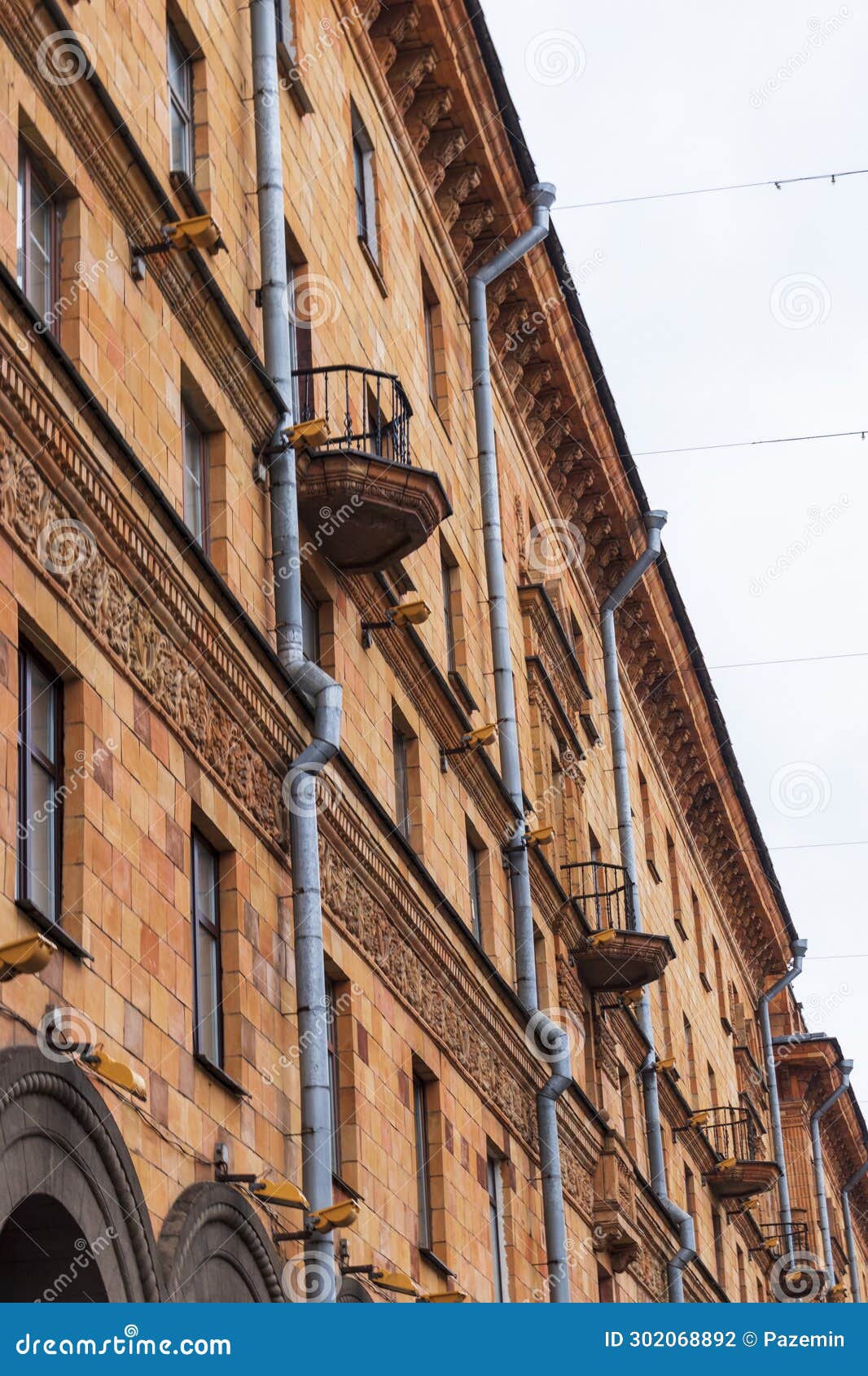 Shot of the Facade of an Old Building after Rain. Concept Stock Photo ...