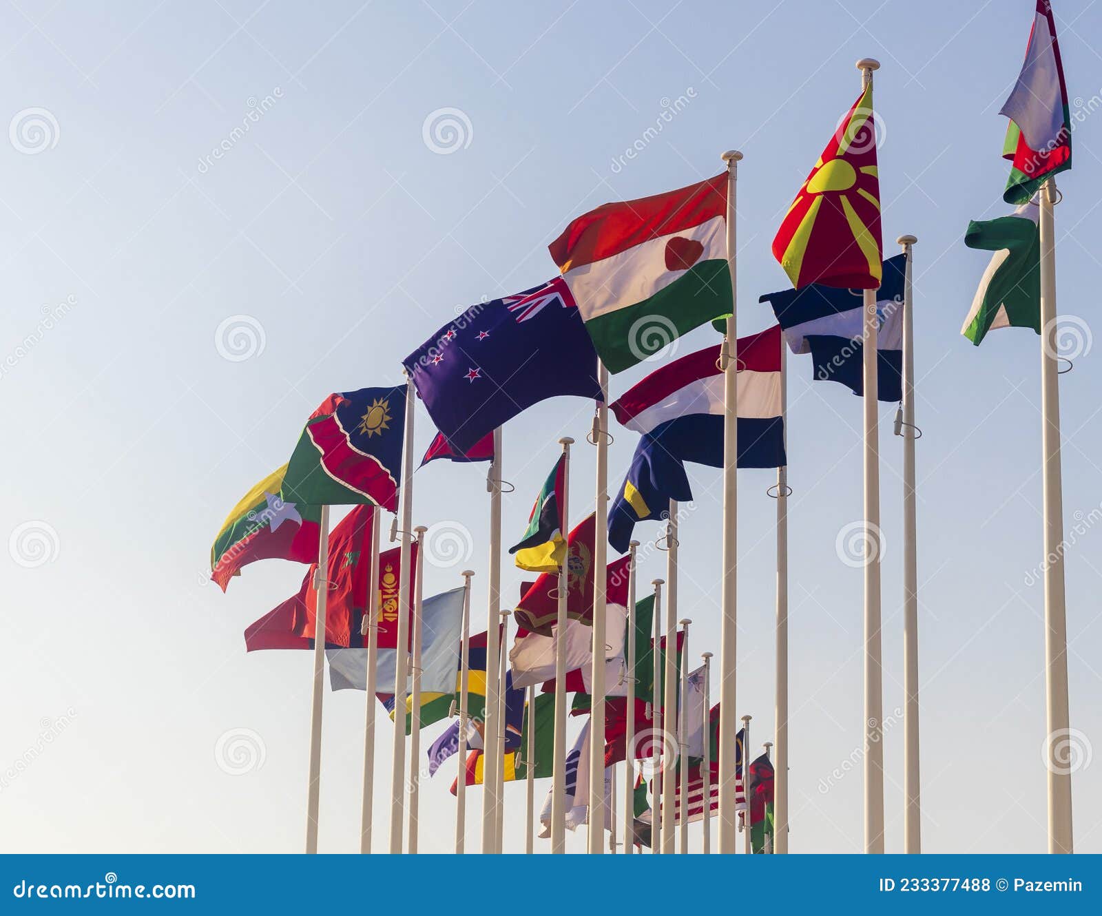 Shot of a Flags of Different Countries. Symbol Stock Photo - Image of ...