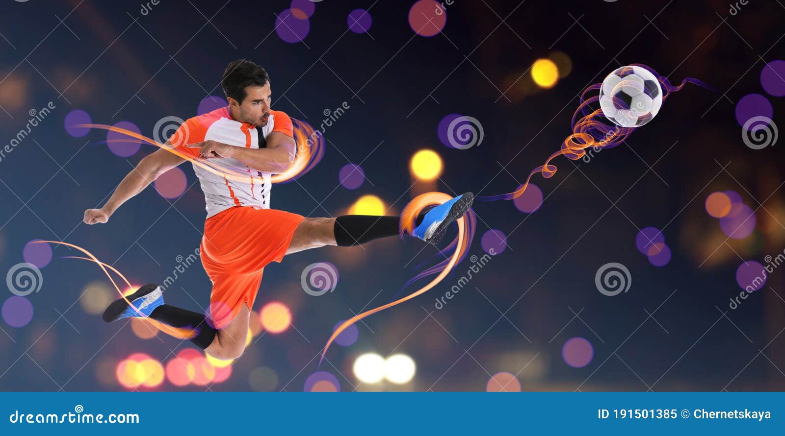 Shot of Football Player. Creative Banner Design Stock Image - Image of ...