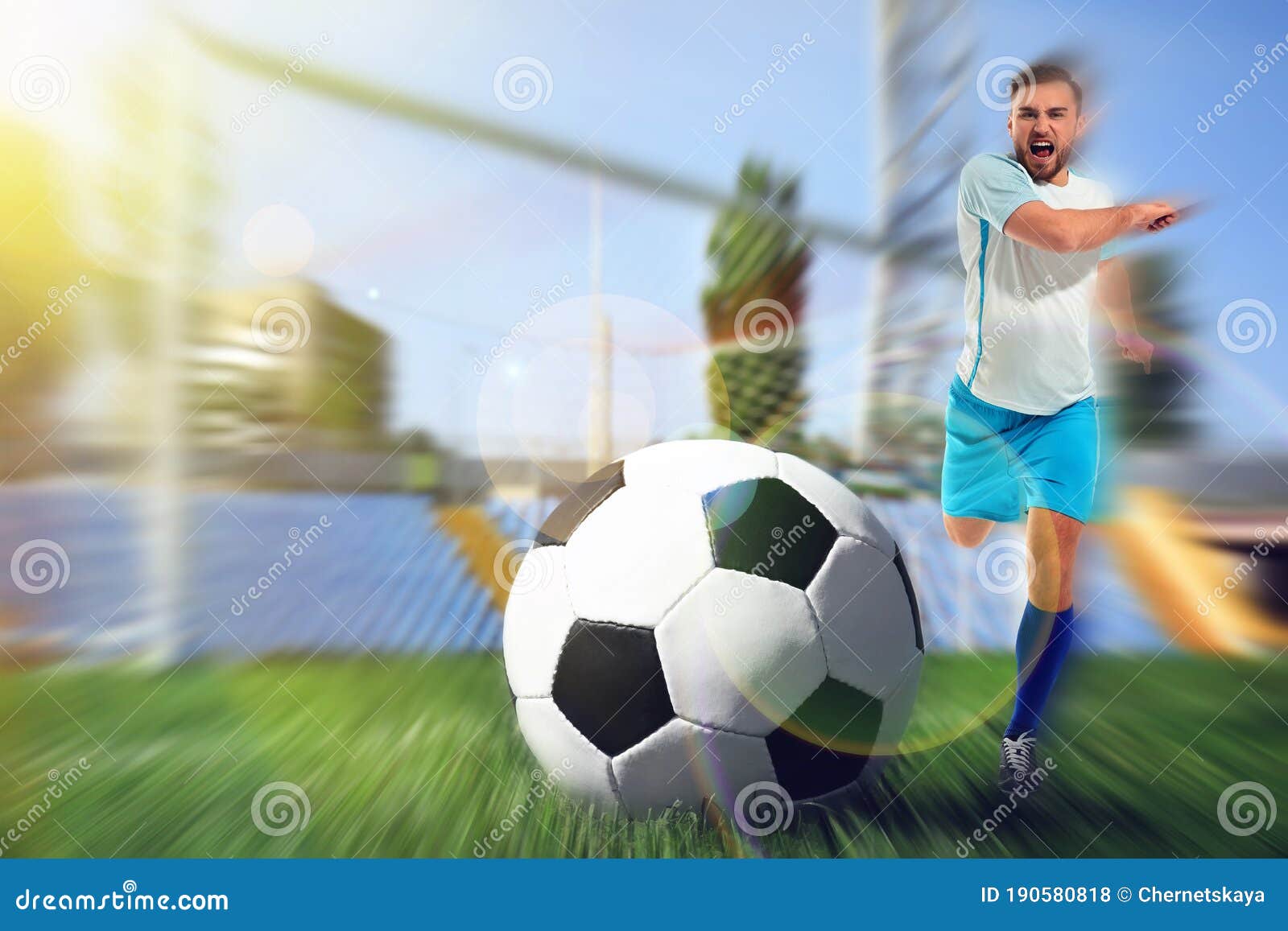 Shot of Football Player. Creative Design Stock Photo - Image of field ...