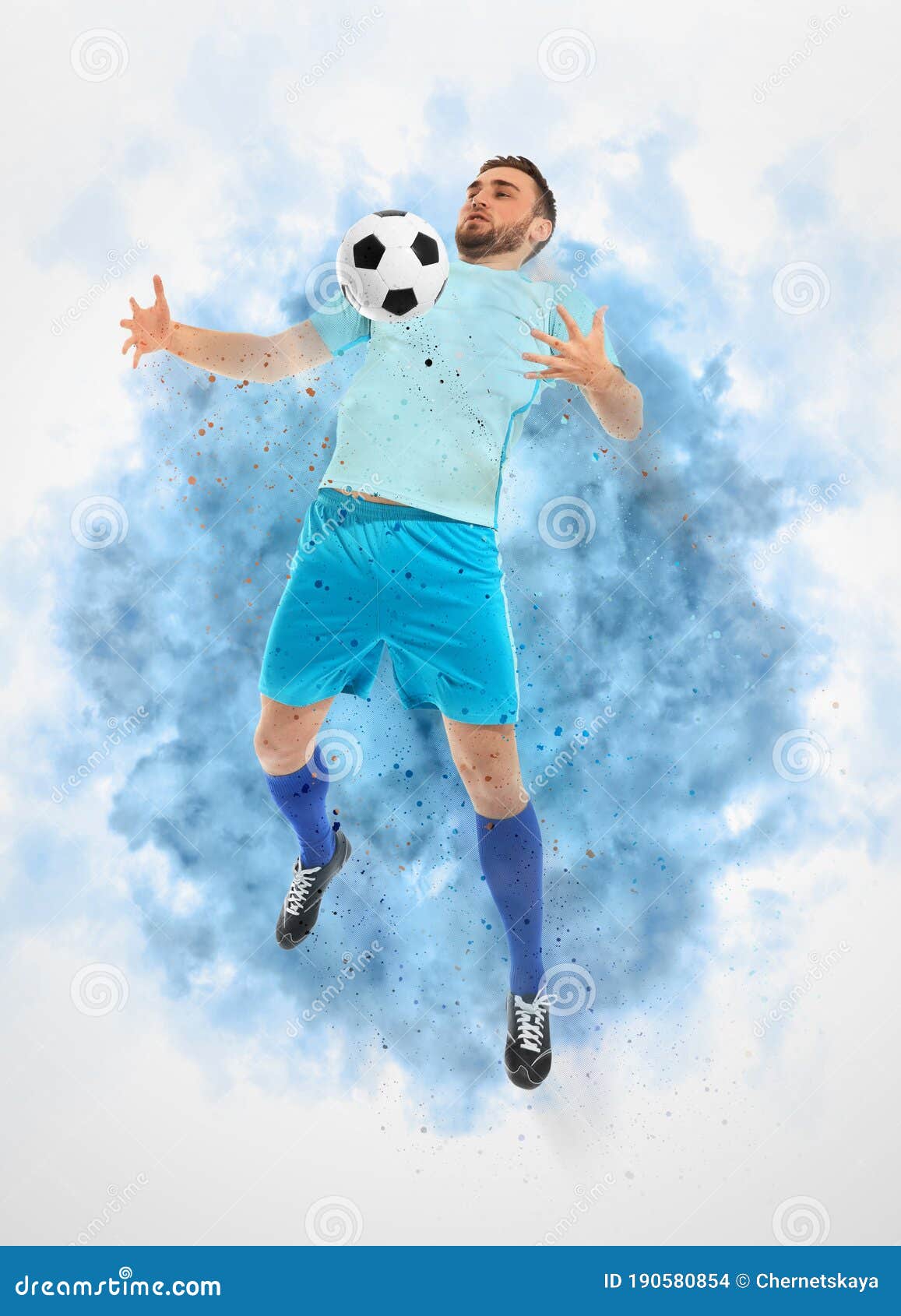 Shot of Football Player. Creative Design Stock Photo - Image of arena ...