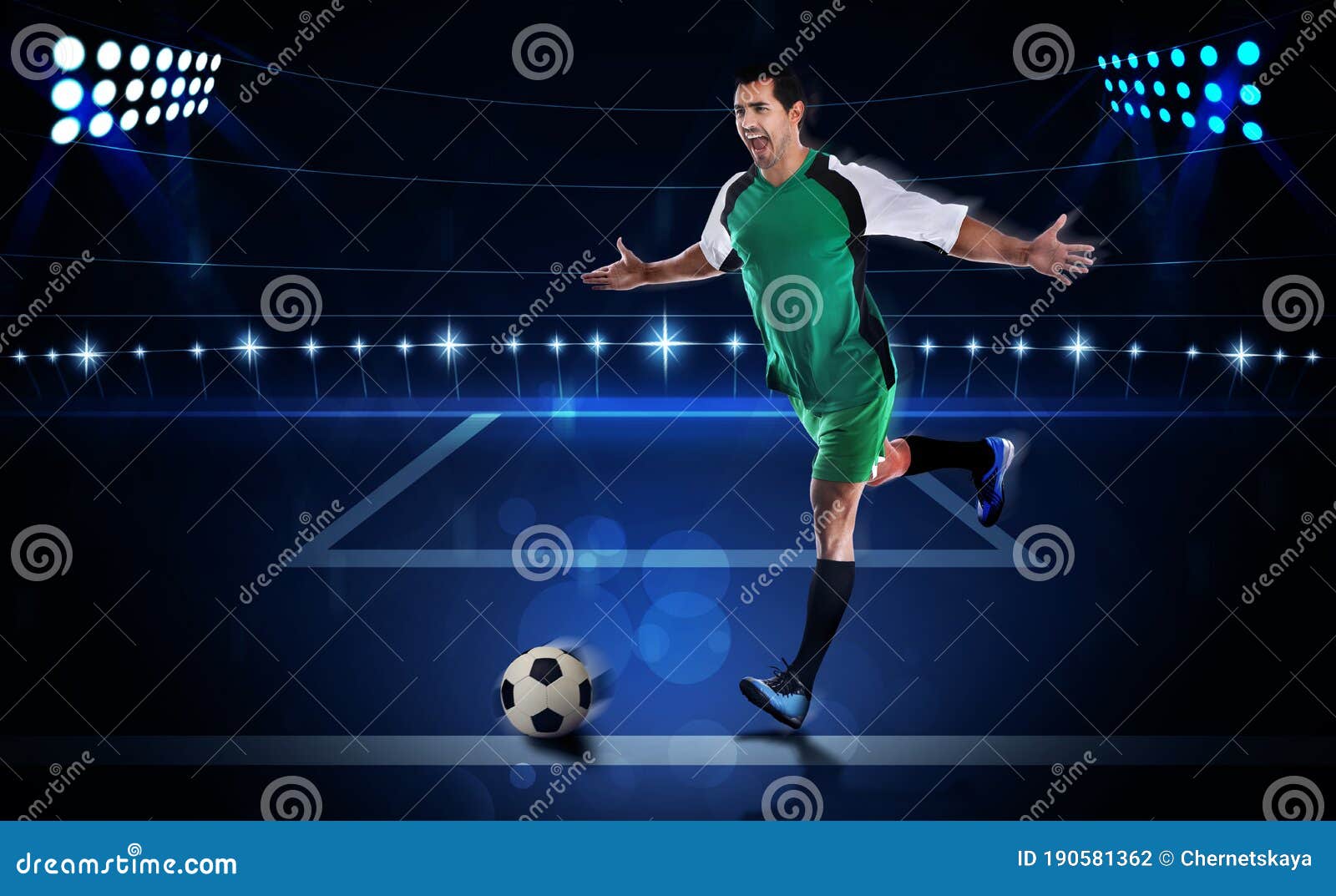Shot of Football Player. Creative Design Stock Photo - Image of player ...