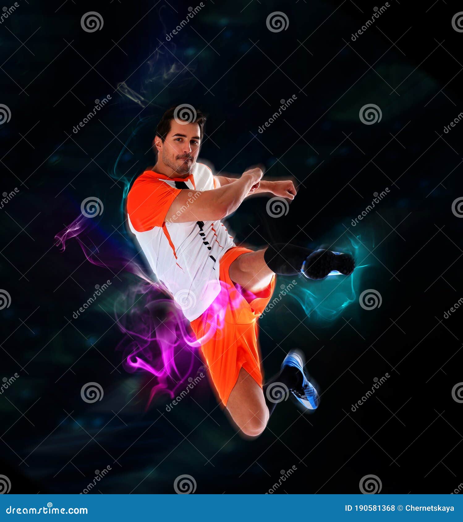 Shot of Football Player. Creative Design Stock Photo - Image of male ...