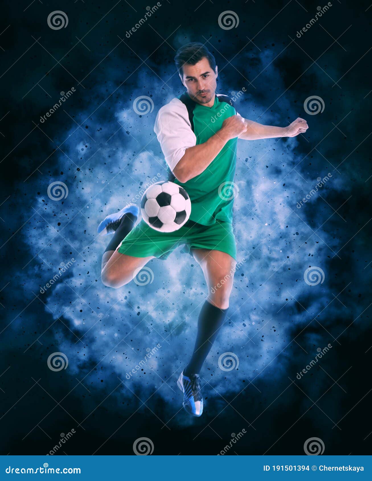 Shot of Football Player. Creative Design Stock Photo - Image of adult ...