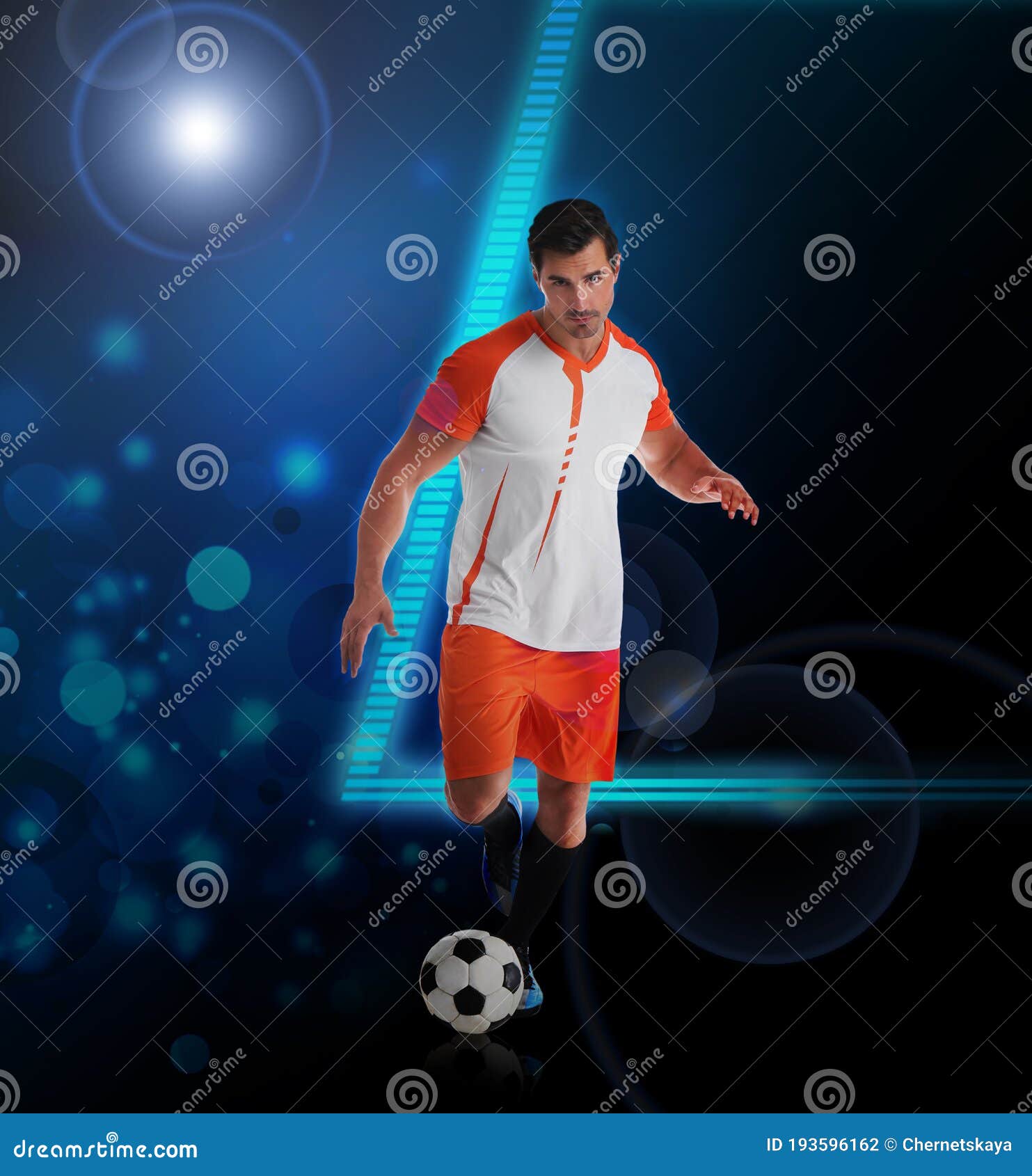 Shot of Football Player. Creative Design Stock Photo - Image of person ...
