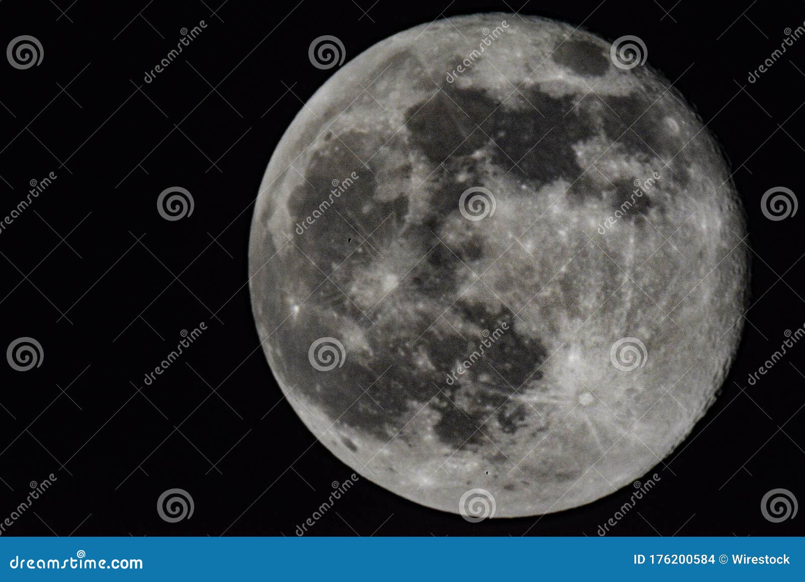 Shot of a Full Moon from a Telescope Stock Photo - Image of black ...