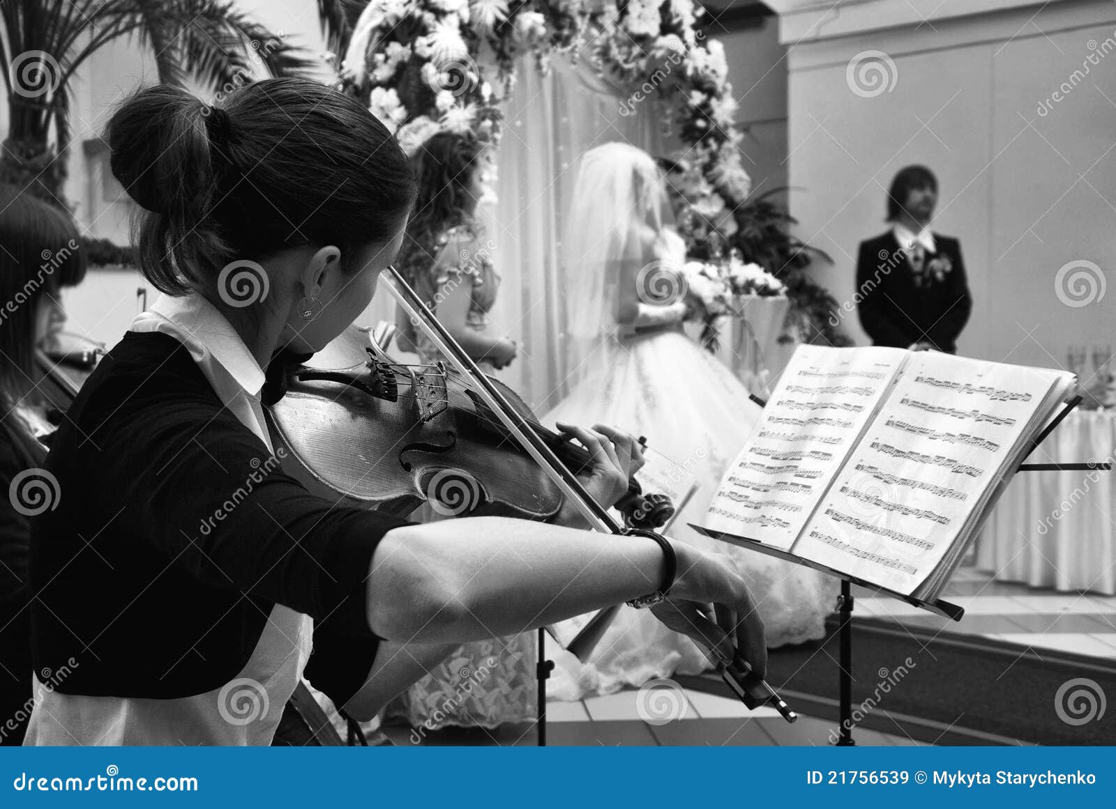 Shot of Girl Playing the Violin at the Wedding Cer Stock Image - Image ...