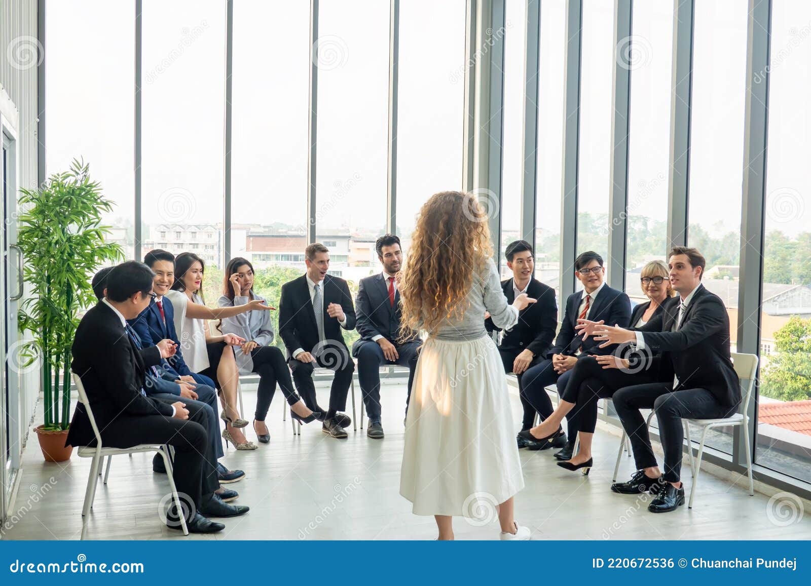 Shot of a Group of Businesspeople Having a Discussion in Seminar at ...