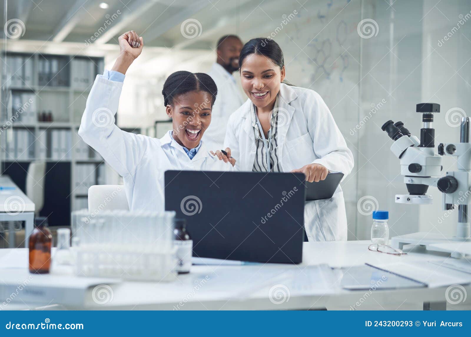 Well Make History with this. Shot of a Group of Scientists Cheering ...