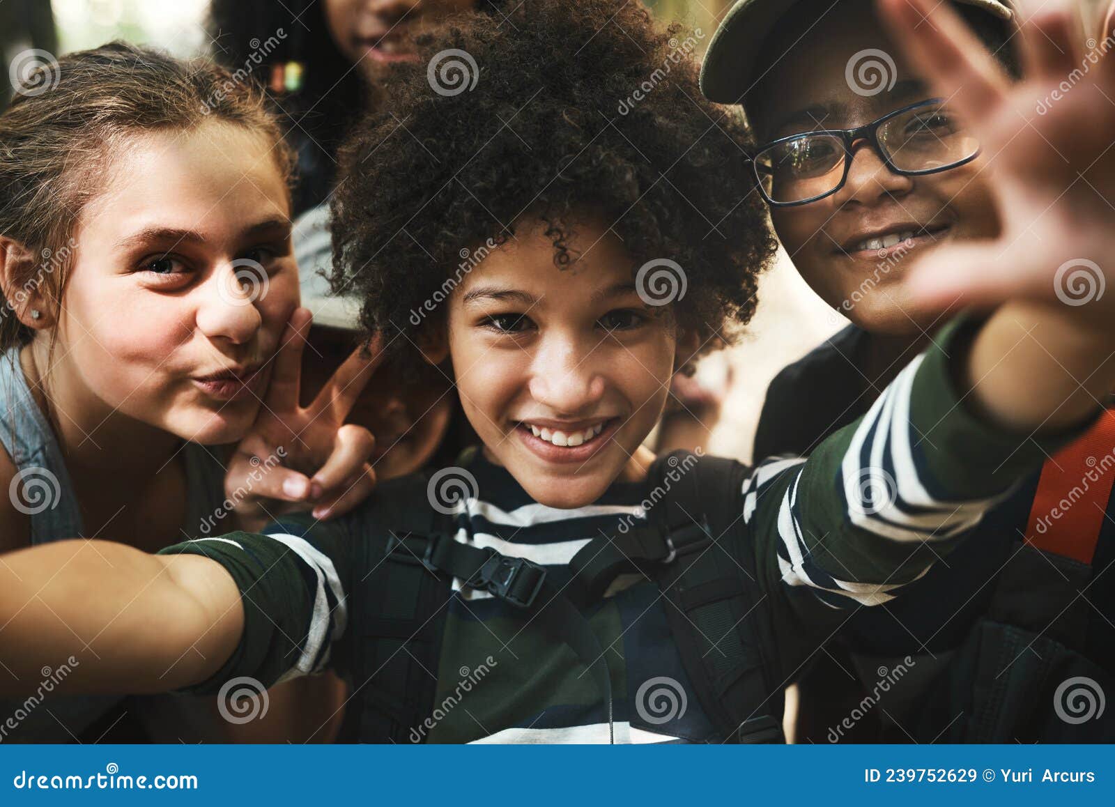 First Selfie of Summer Camp. Shot of a Group of Teenagers Taking a ... First Selfie of Summer Camp. Shot of a Group of Teenagers Taking a ...
